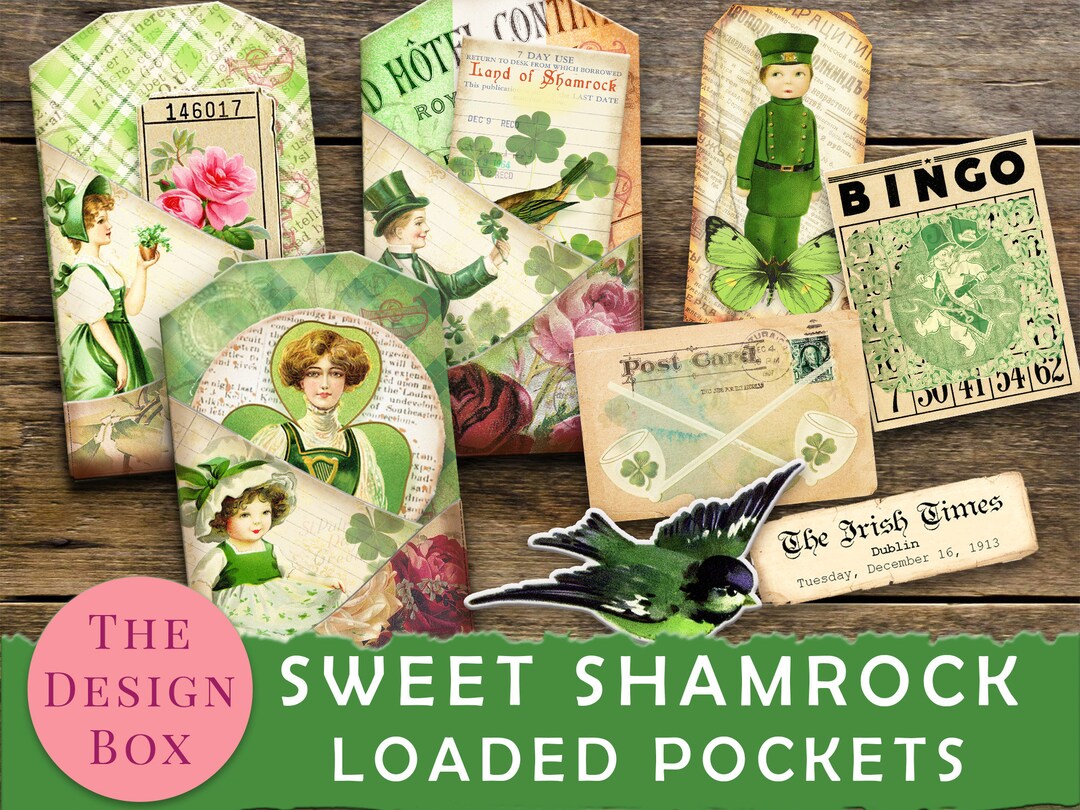 Sweet Shamrock, Loaded Pockets, St Patrick's Day, Printable Pockets ...