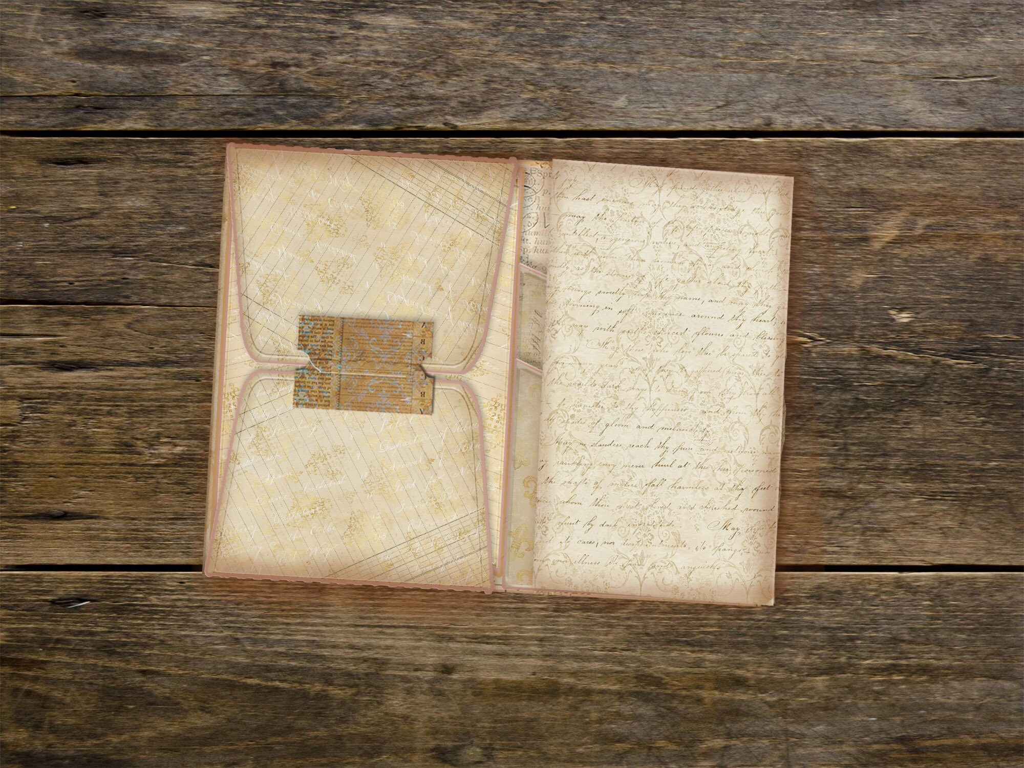 Neutral 4 Fold Folio Junk Journal Vintage Neutral Folding - Etsy