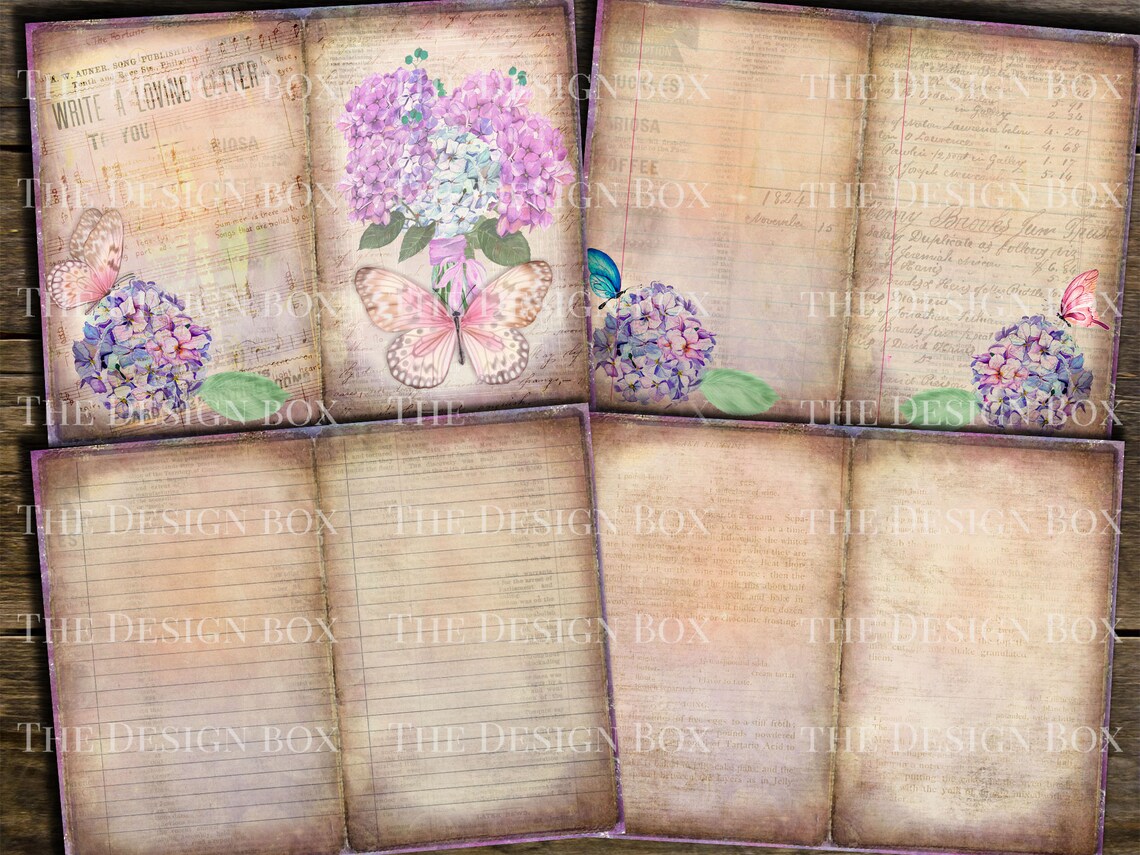 Purple Hydragea Journal Kit Printable Journal Purple Junk | Etsy