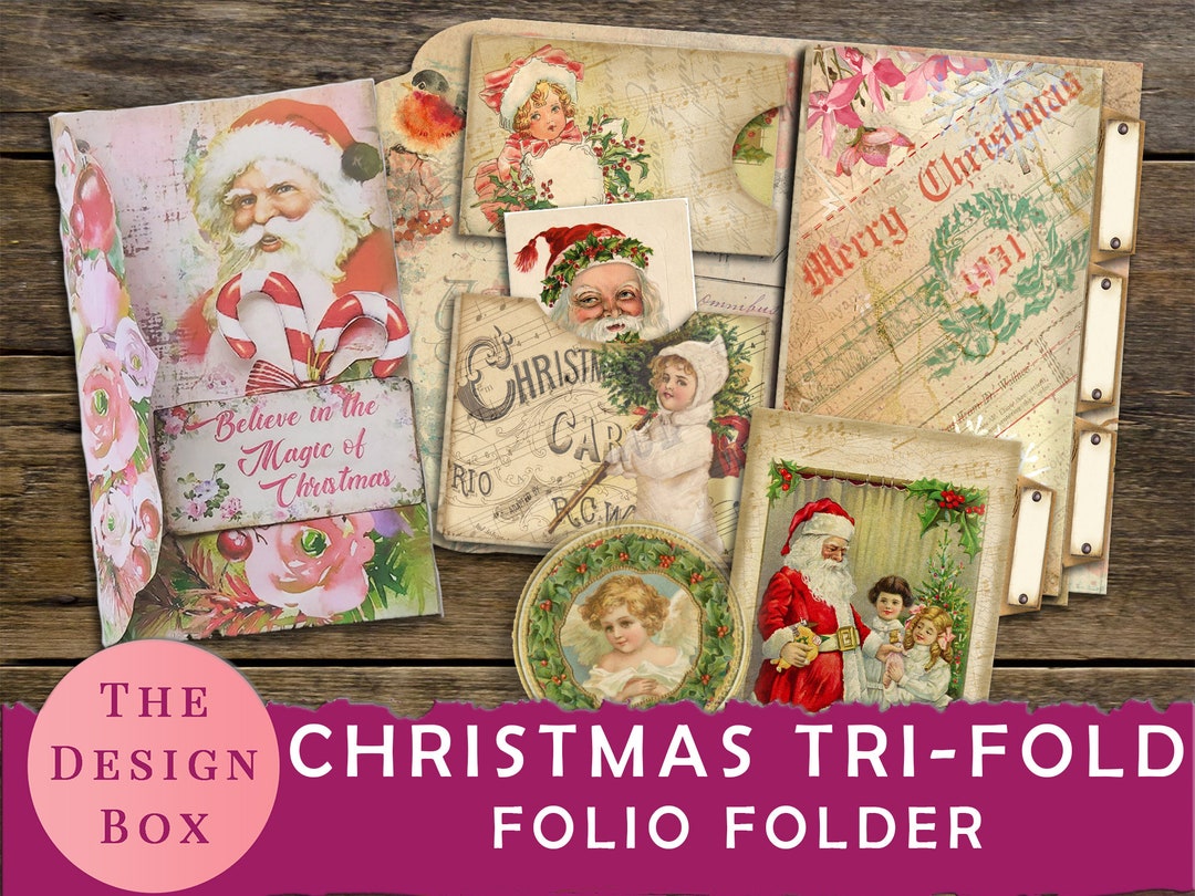 Christmas Tri-fold Folio, Junk Journal, Printable Folio Kit, Christmas ...