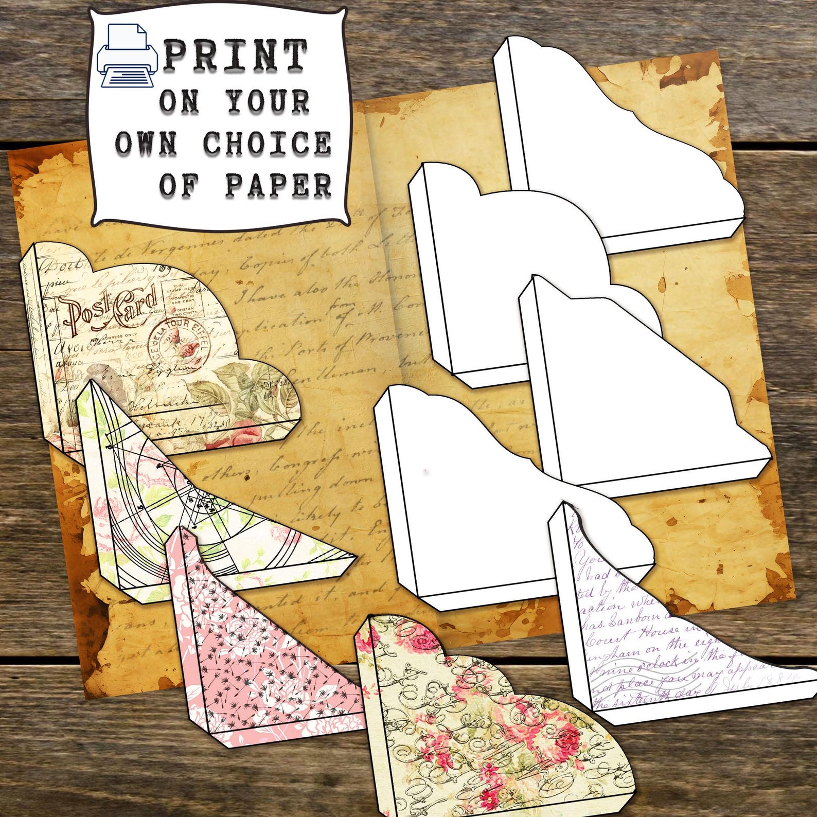 Corner Pocket Templates, Junk Journal Pocket, Template, Ink Saver, Junk ...