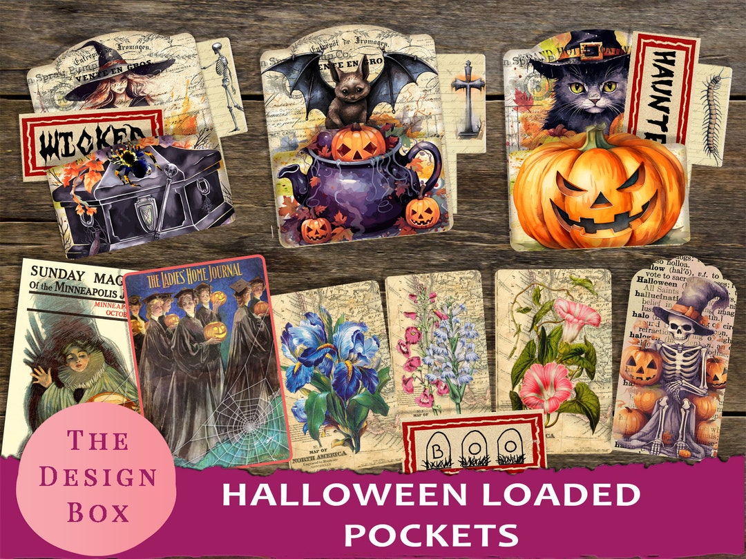 Halloween Loaded Pockets, Printable Pockets, Large Pockets, Halloween ...