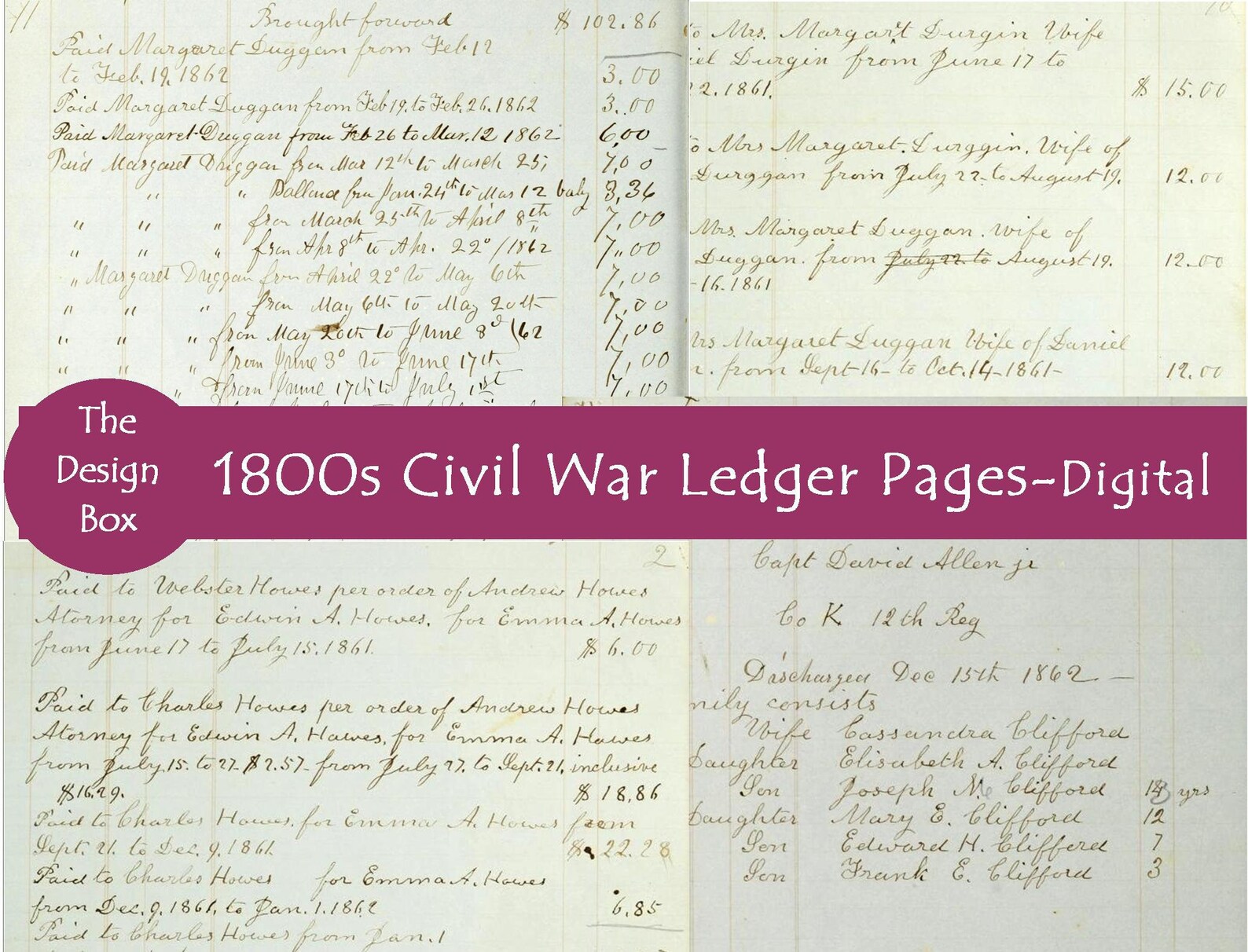 1800s Civil War Ledger, Printable Paper, War Ephemera, Accounts Paper ...