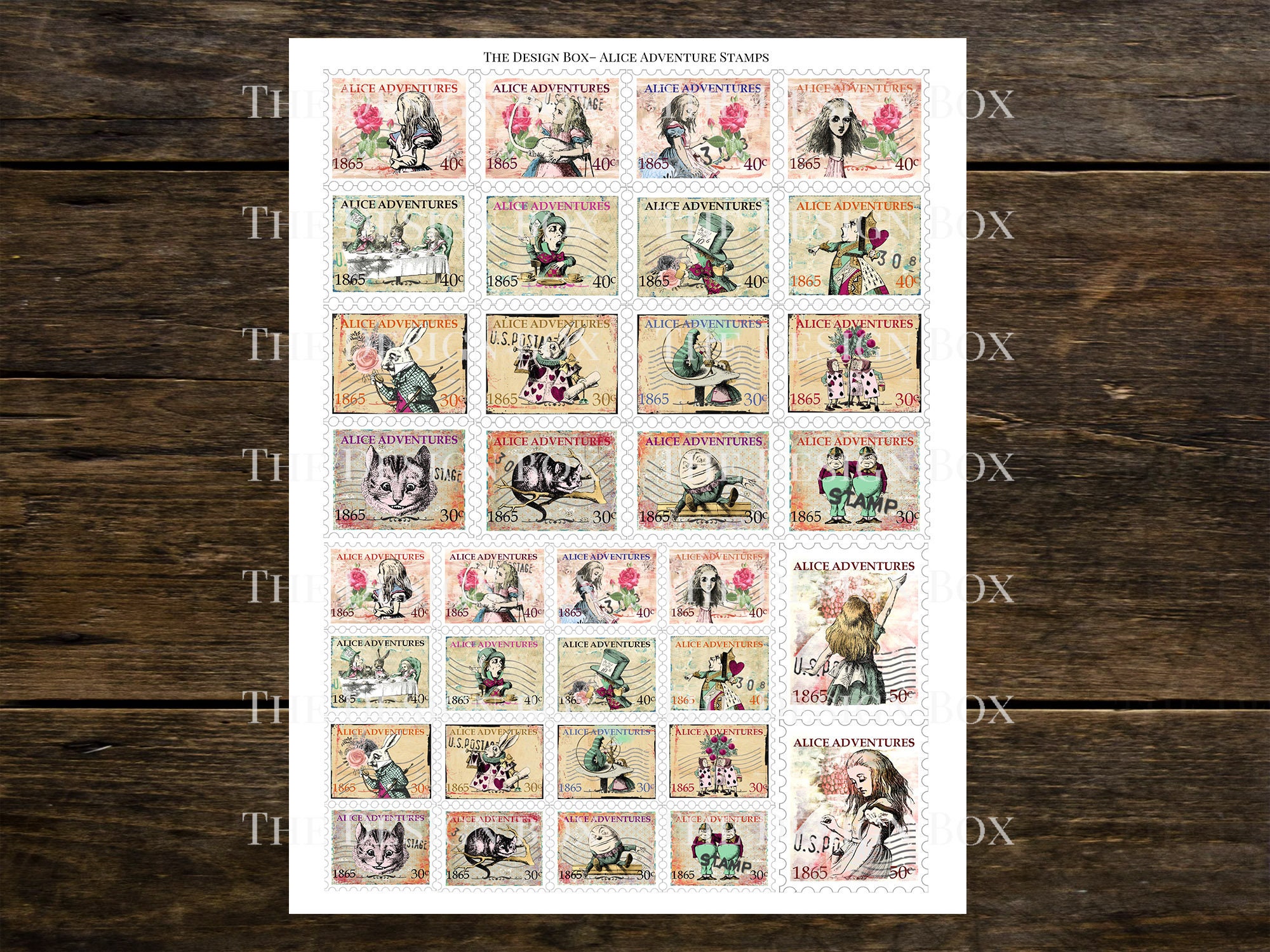 Alice Adventures Stamps, Printable Stamps, Vintage Alice Journal, Alice ...
