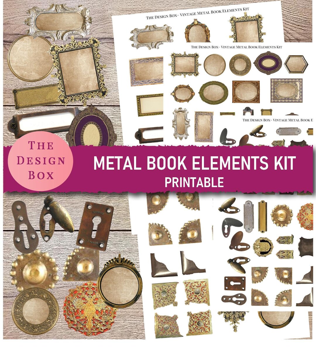 Metal Book Elements Kit, Vintage Embellishments, Book Nameplates ...