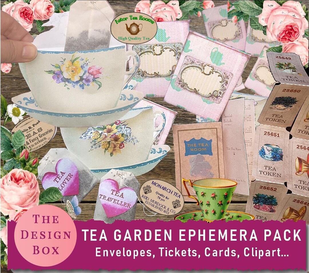 Tea Garden Ephemera Pack, Tea Ephemera, Vintage Tea Ephemera, Vintage ...