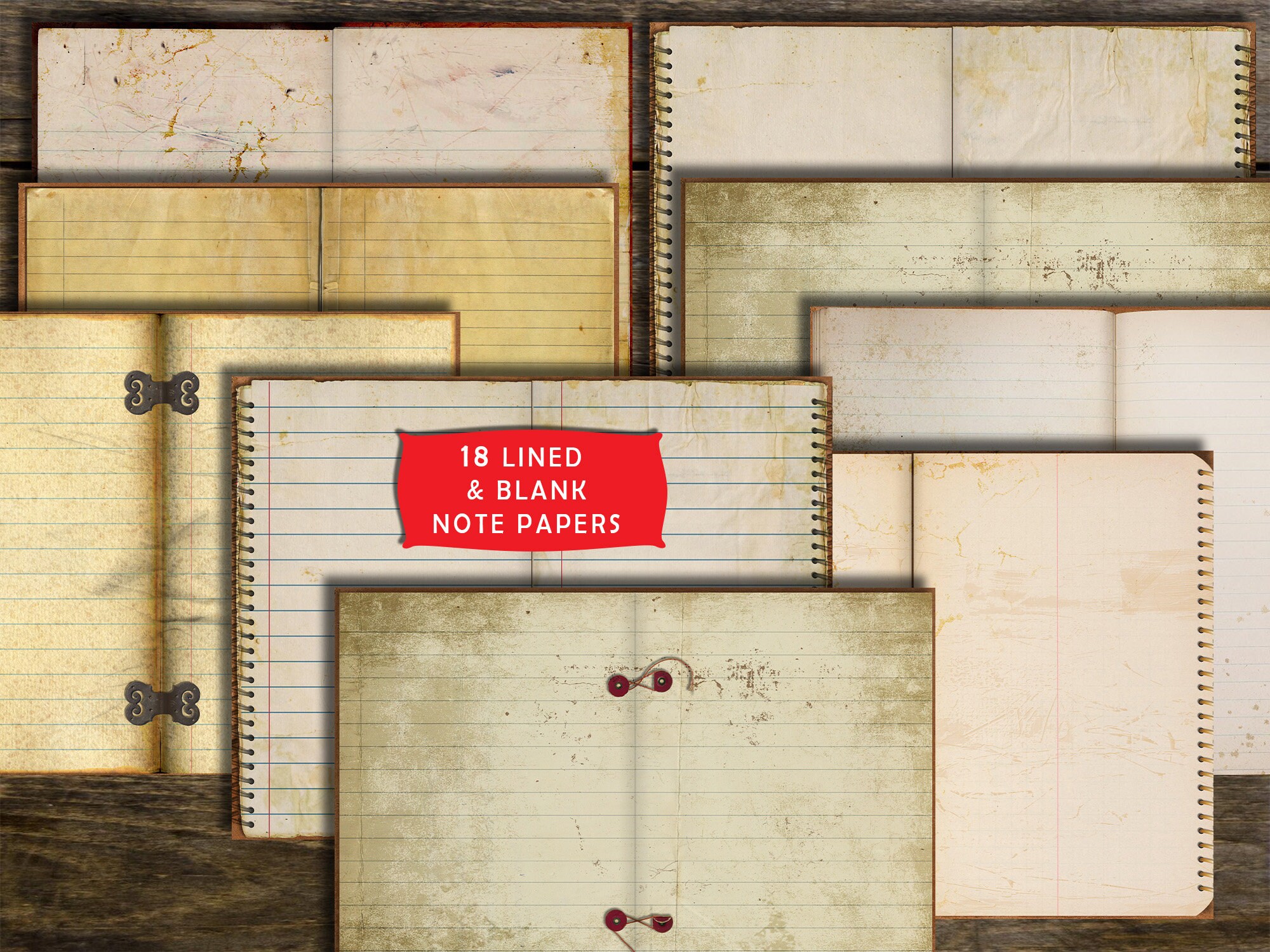 Grunge Note Paper, Digital, Paper, Junk Journal, Pages, 8.5x11 Inch ...