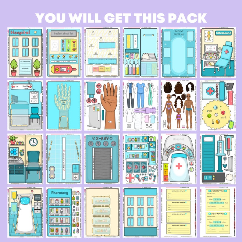 Printable Hospital Busy Book for Kids Paper Dolls - Etsy
