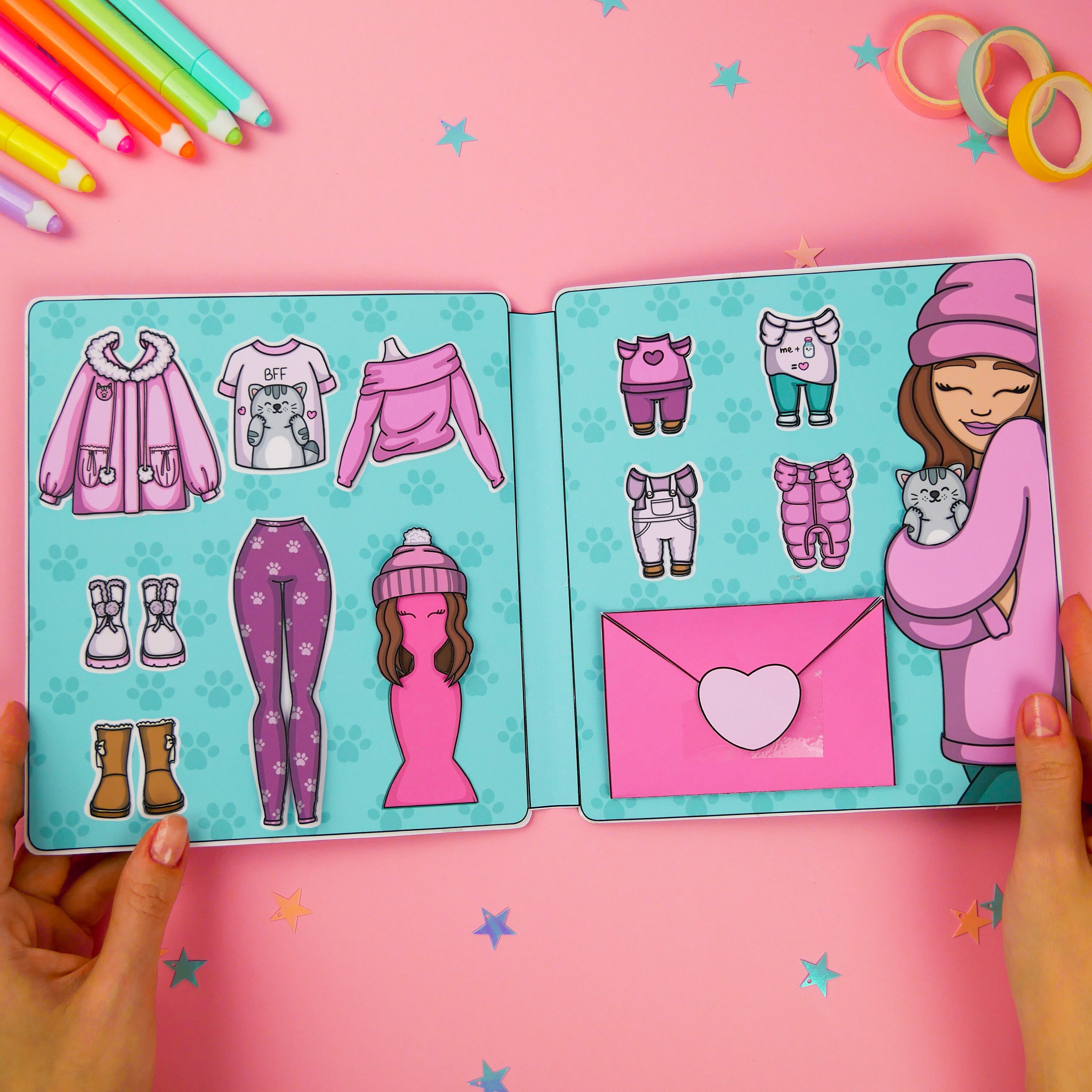 Printable Busy Book For Kids Activity Paper Doll With Cat And Lupon