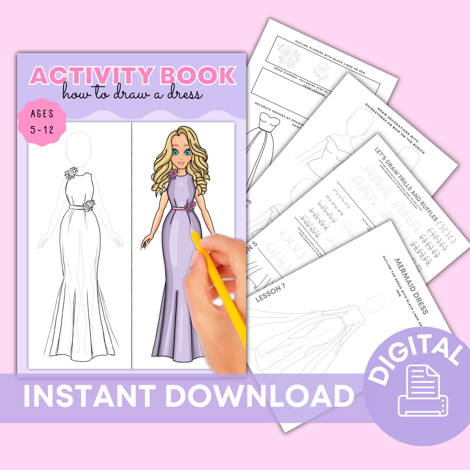 Activity book for Kids How to draw Dresses PRINTABLE Digital - Etsy España