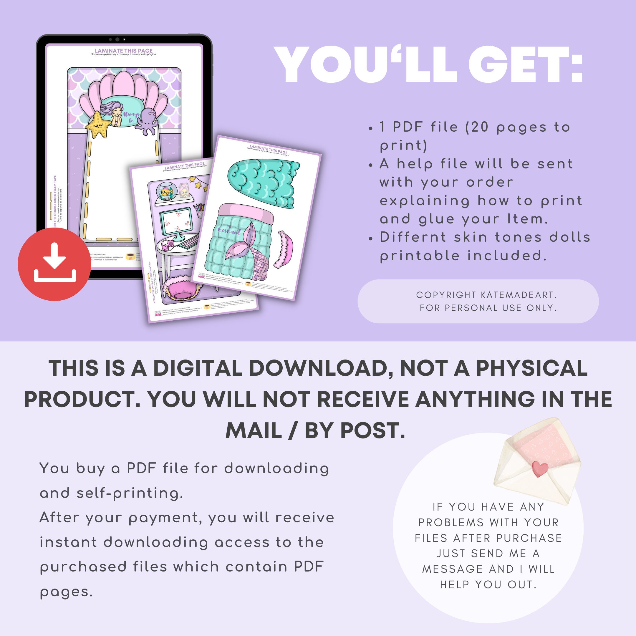 Printable Dollhouse Girls Activity Book Mermaid Printable - Etsy España