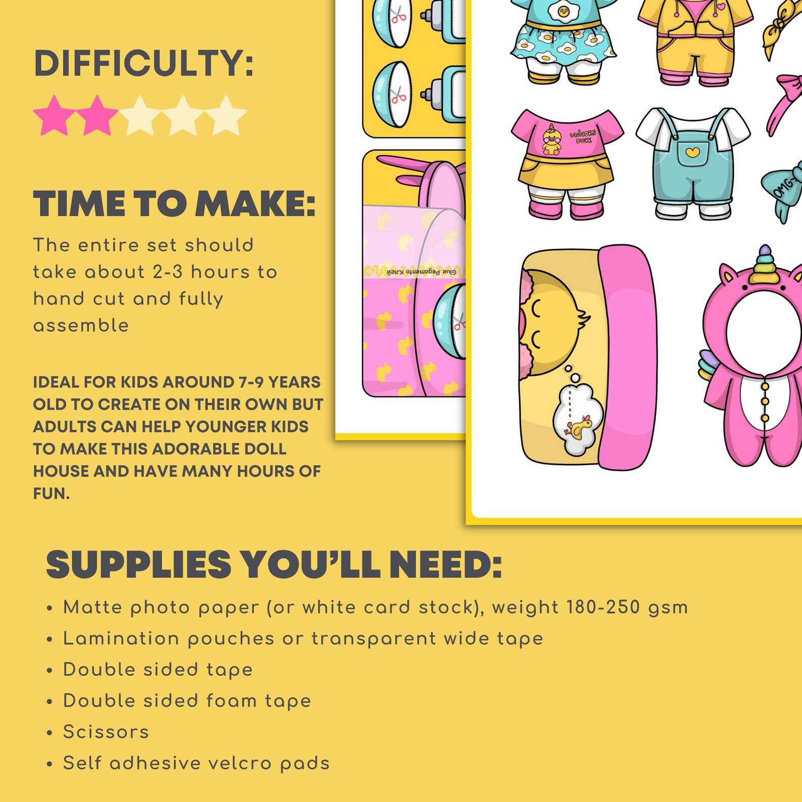 Cute Yellow Ducks Dollhouse Printable DIY Activities for - Etsy