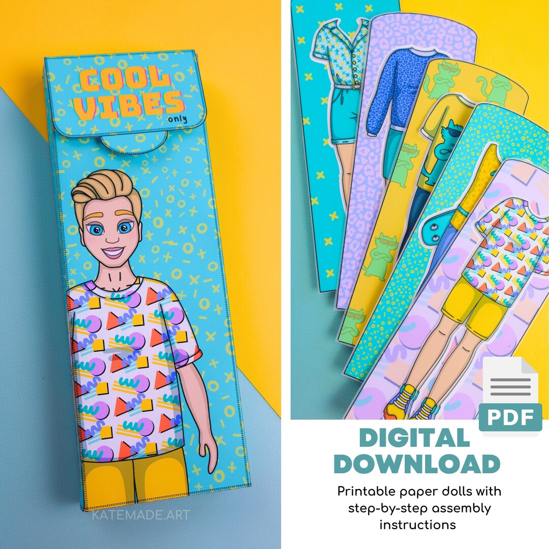 Printable Male Paper Dolls Dress up Kit, Paper Crafts DIY, Instant ...