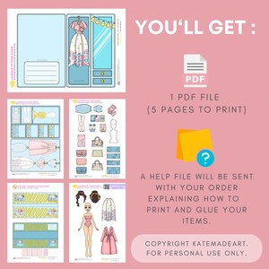 Paper Doll Printables DIY Kits for Kids, Dress up Doll, Paper Doll ...