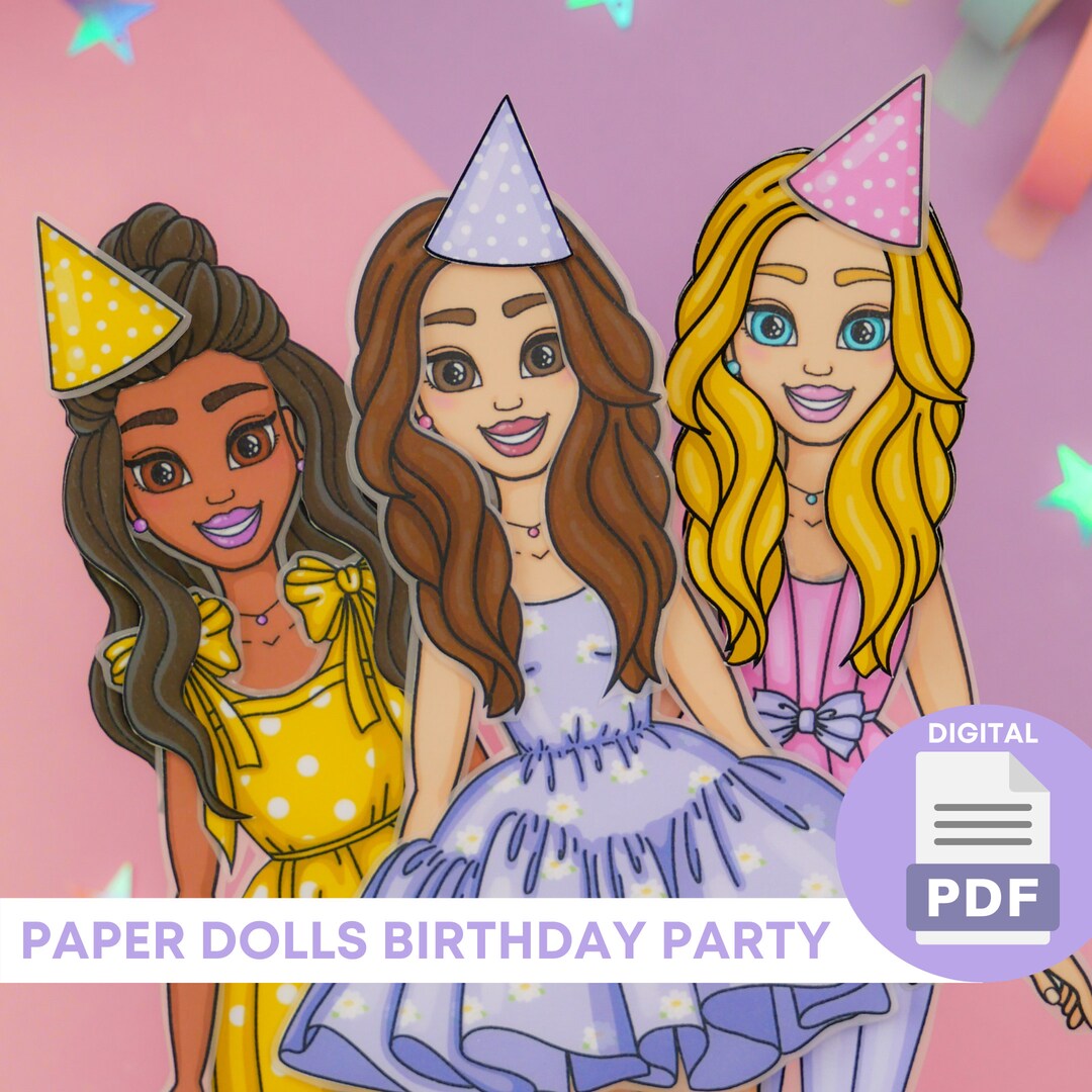 Girls Activity Pages Printable, Paper Dolls Birthday Party, Paper ...