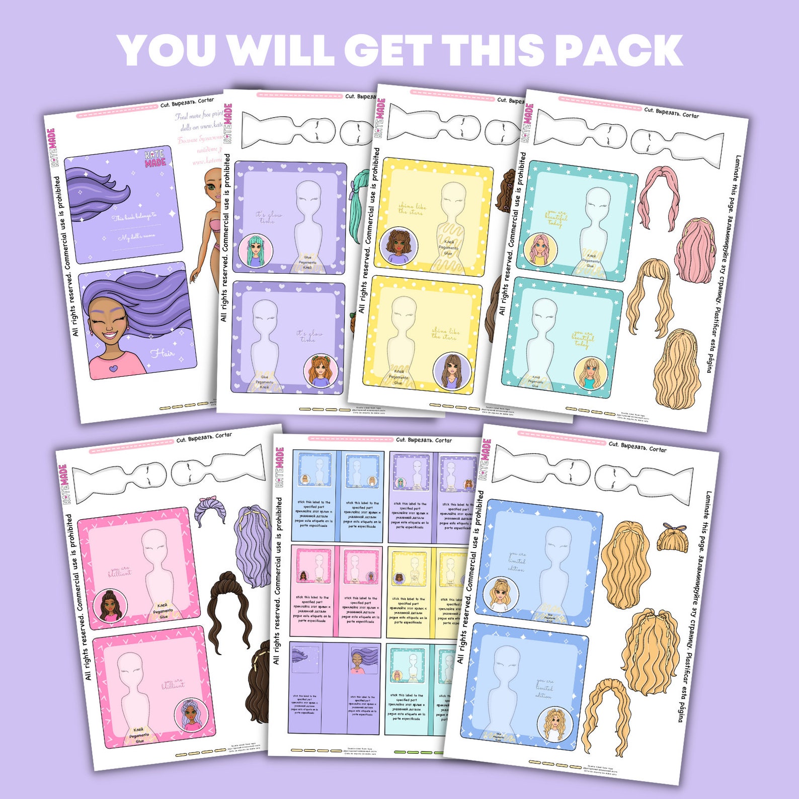 Hair Styles for Paper Dolls Printable Activities for Kids - Etsy