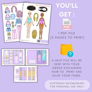 Paper Doll Printables DIY Kits for Kids, Dress up Doll, Paper Doll ...