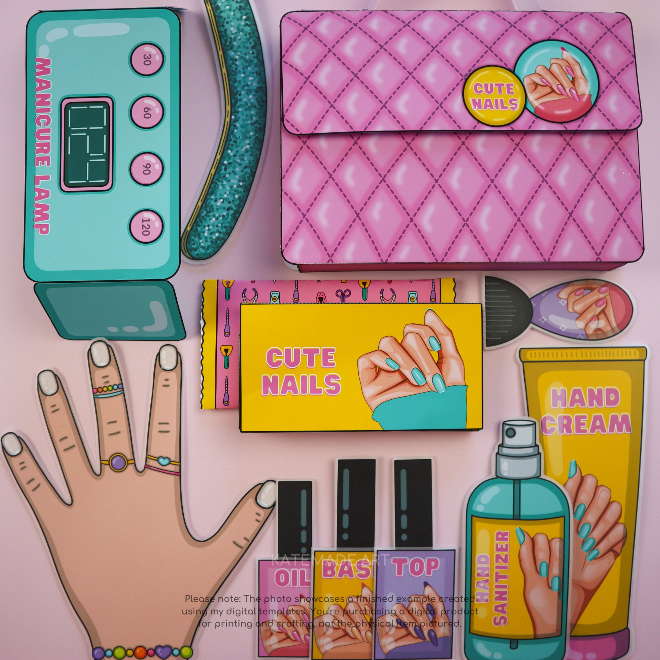 Printable Nail Salon Kit for girls DIY Instant download Busy - Etsy México