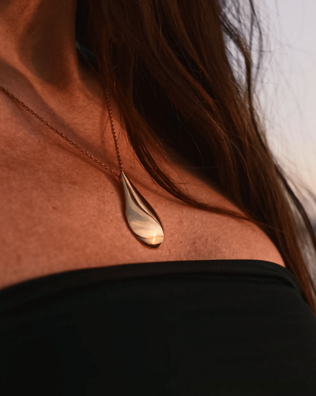 Golden Tear of Freya Necklace-sweden Handcrafted-up-cycled Sterling Silver Drop in 24k Gold ...