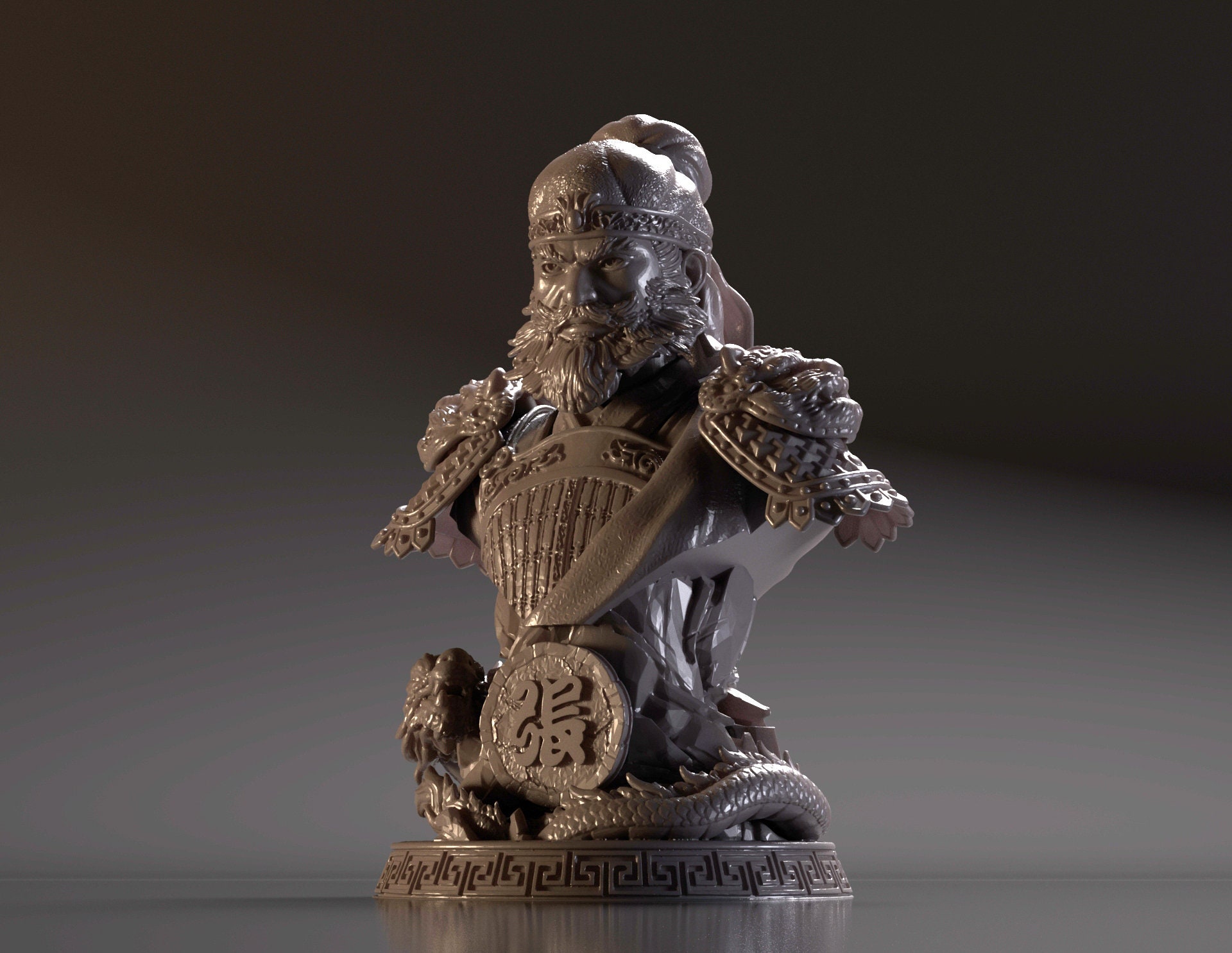 Bust of Zhang Fei Romance of the Three Kingdoms 3D Print Model digital ...