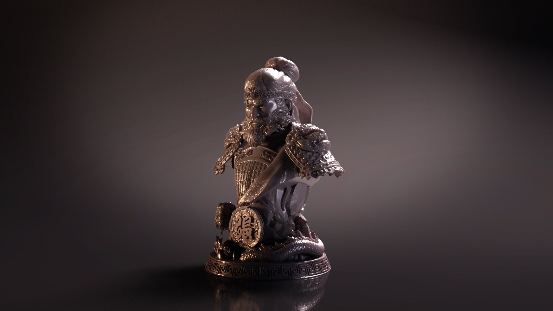 Bust of Zhang Fei Romance of the Three Kingdoms 3D Print Model digital ...