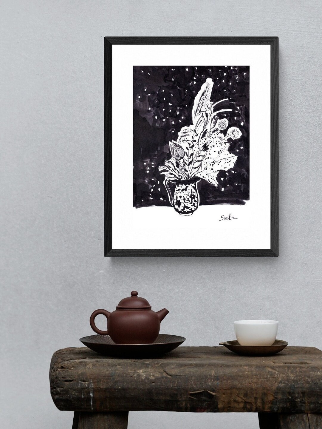 Ink Still Life, Black and White Printable Art, Minimalist Wall Art ...