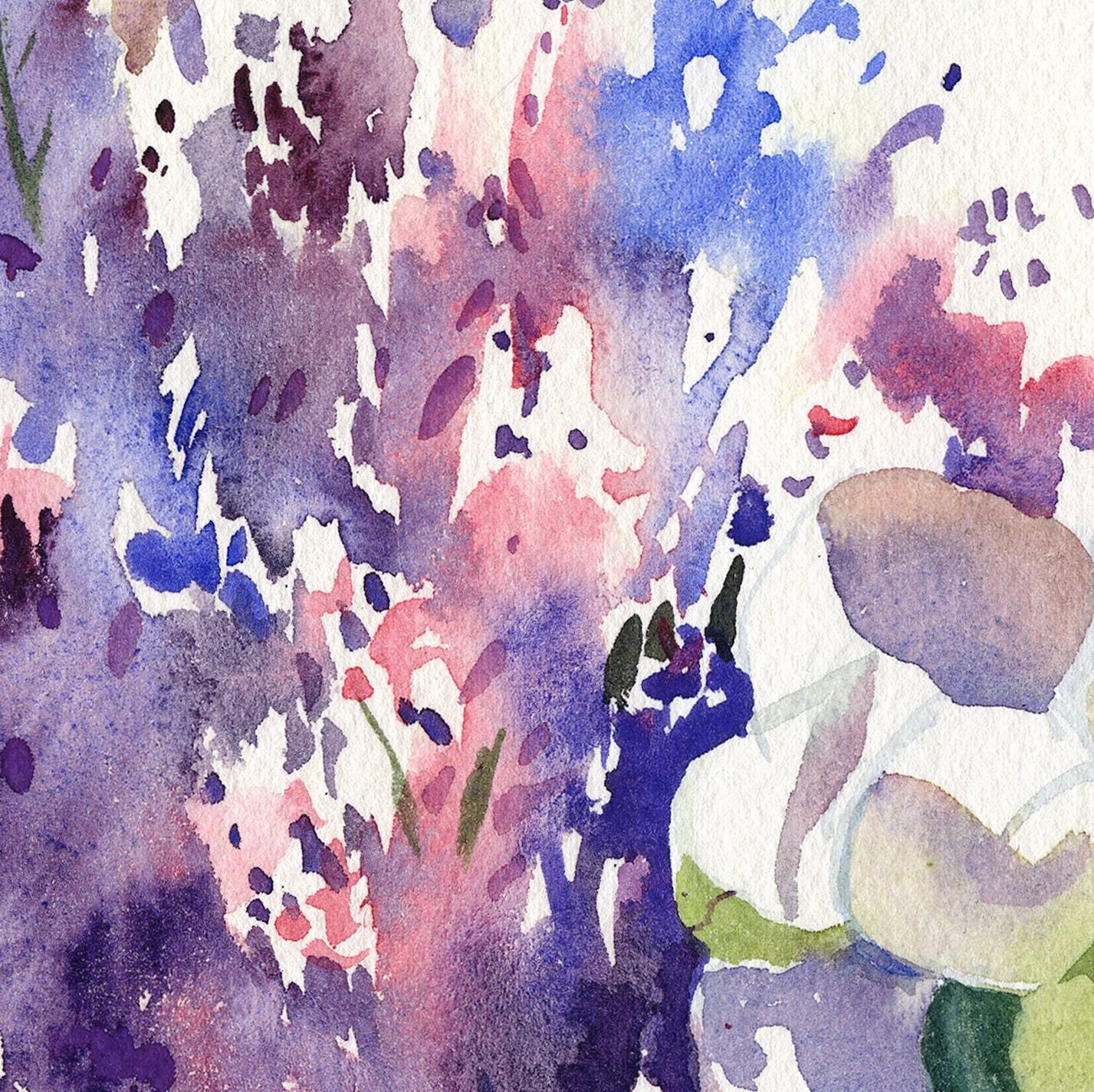 Sage Flowers Art. A Lovely Garden-inspired Bouquet. Watercolor Painting ...