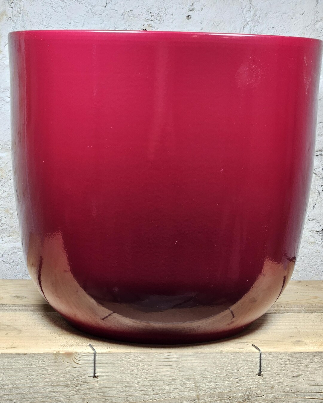 Dark Red Gloss Ceramic Planter - Very Large Red Plant Pot to Suit 26cm ...