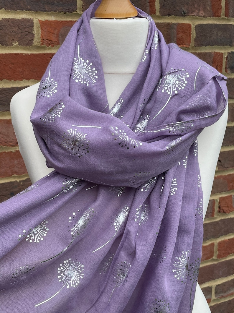 Purple Silver Metallic Dandelion Scarf Purple Scarf for - Etsy