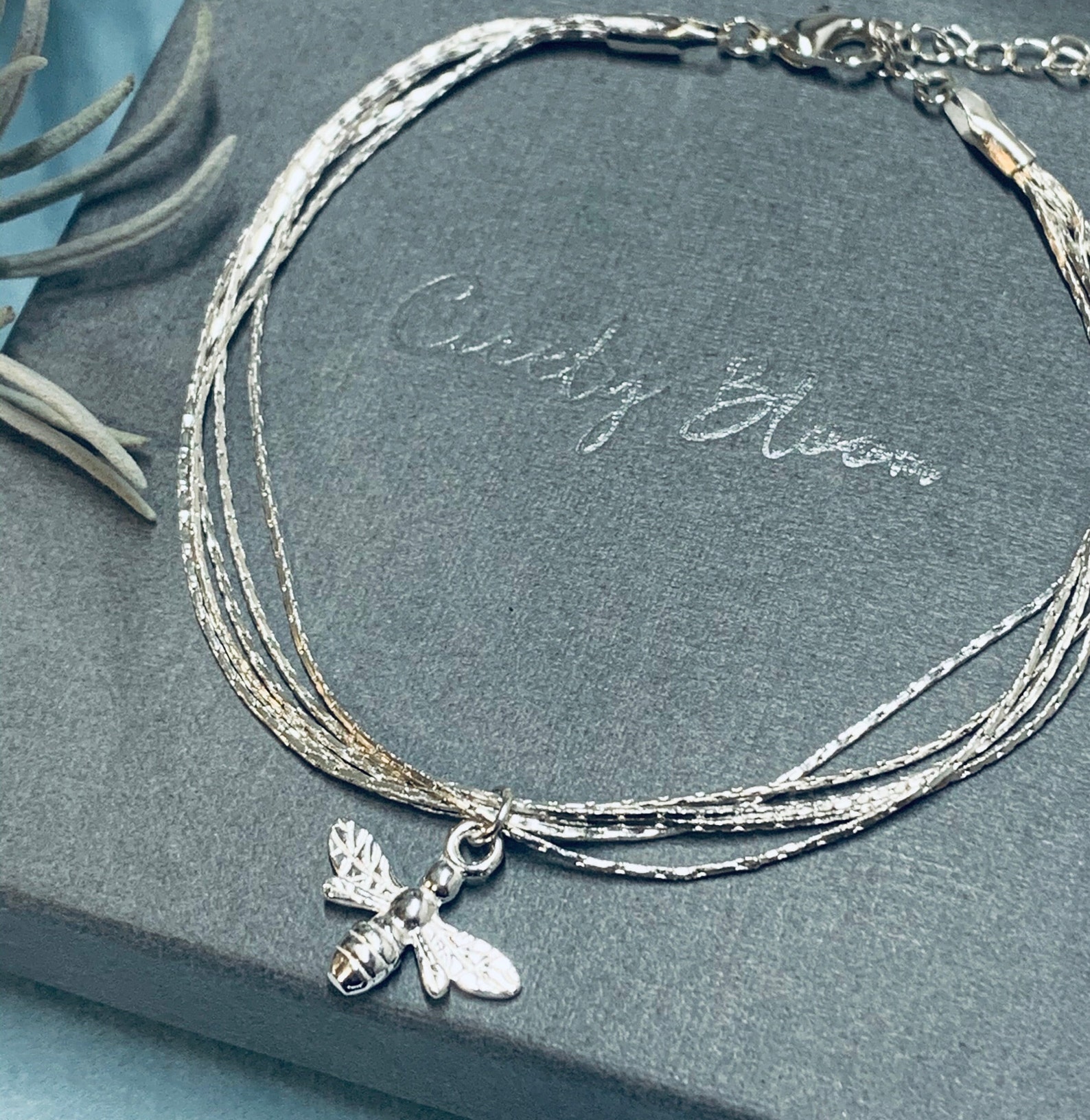 Silver Bee Charm Bracelet, Bee Bracelet, Bee Jewellery, Dainty Silver ...