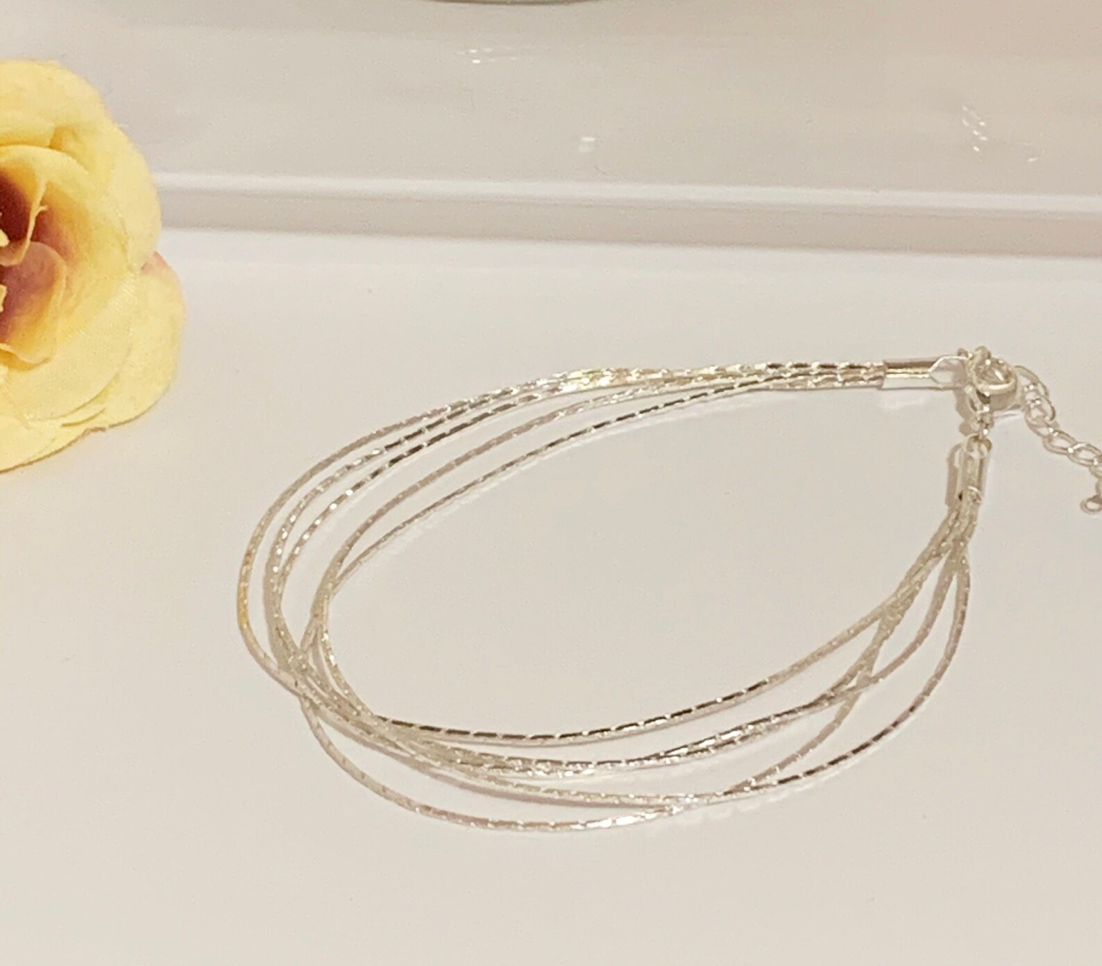 Dainty Silver Plated Multi Strand Bracelet, Adjustable Length - Etsy UK