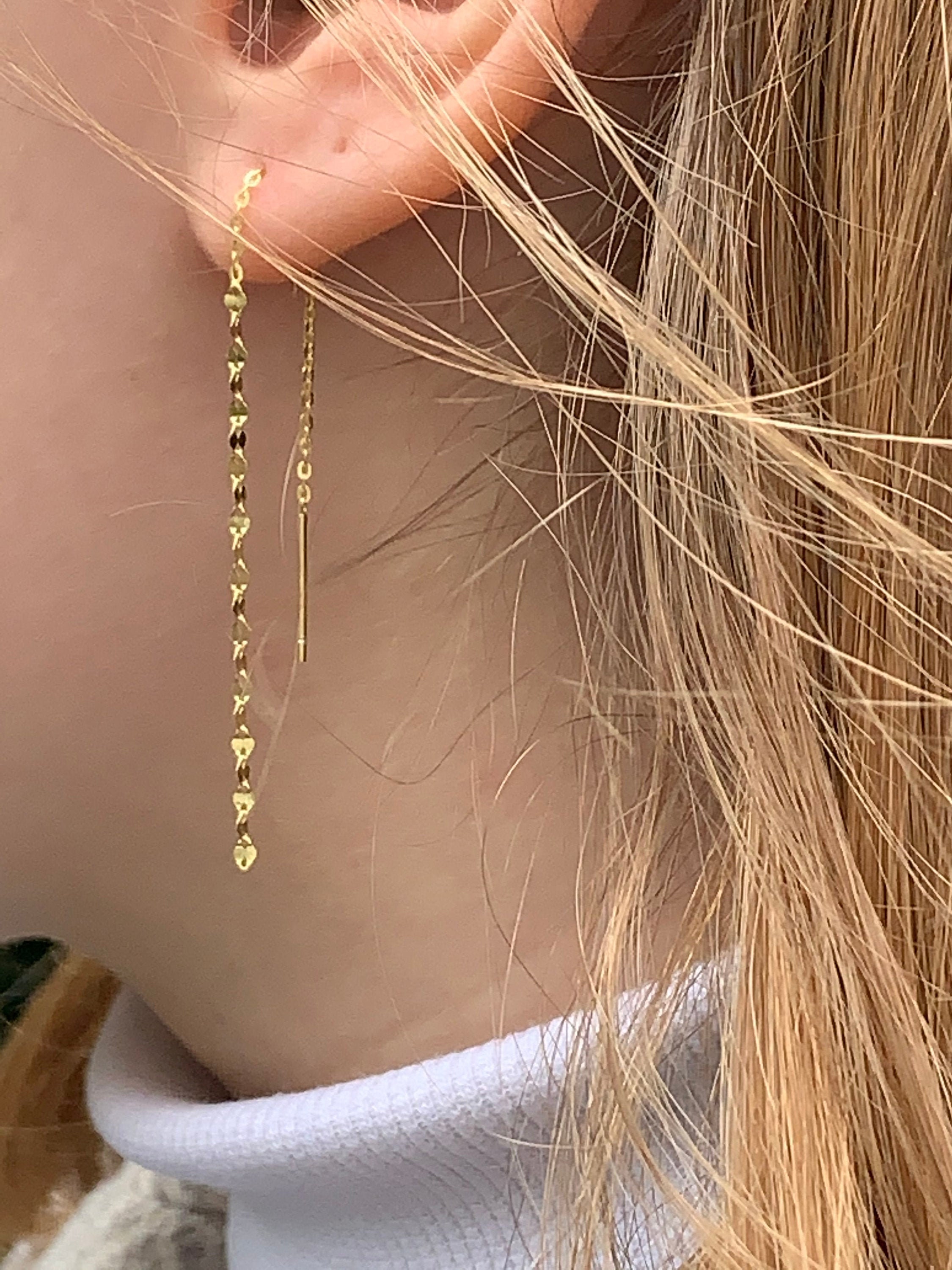 Gold Long Dangle Earrings Boho Gold Threader Earrings Dainty | Etsy