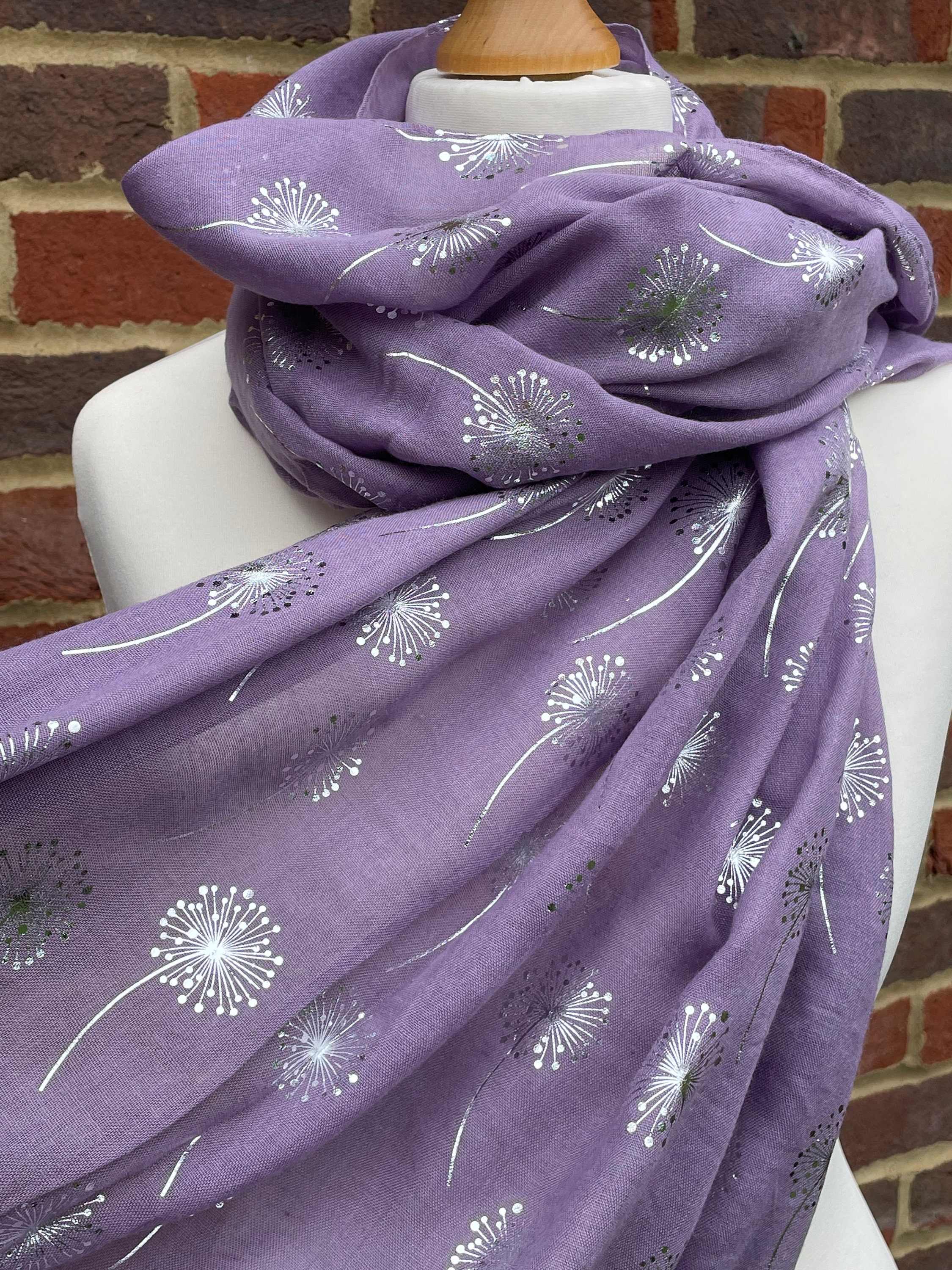 Purple Silver Metallic Dandelion Scarf Purple Scarf for - Etsy