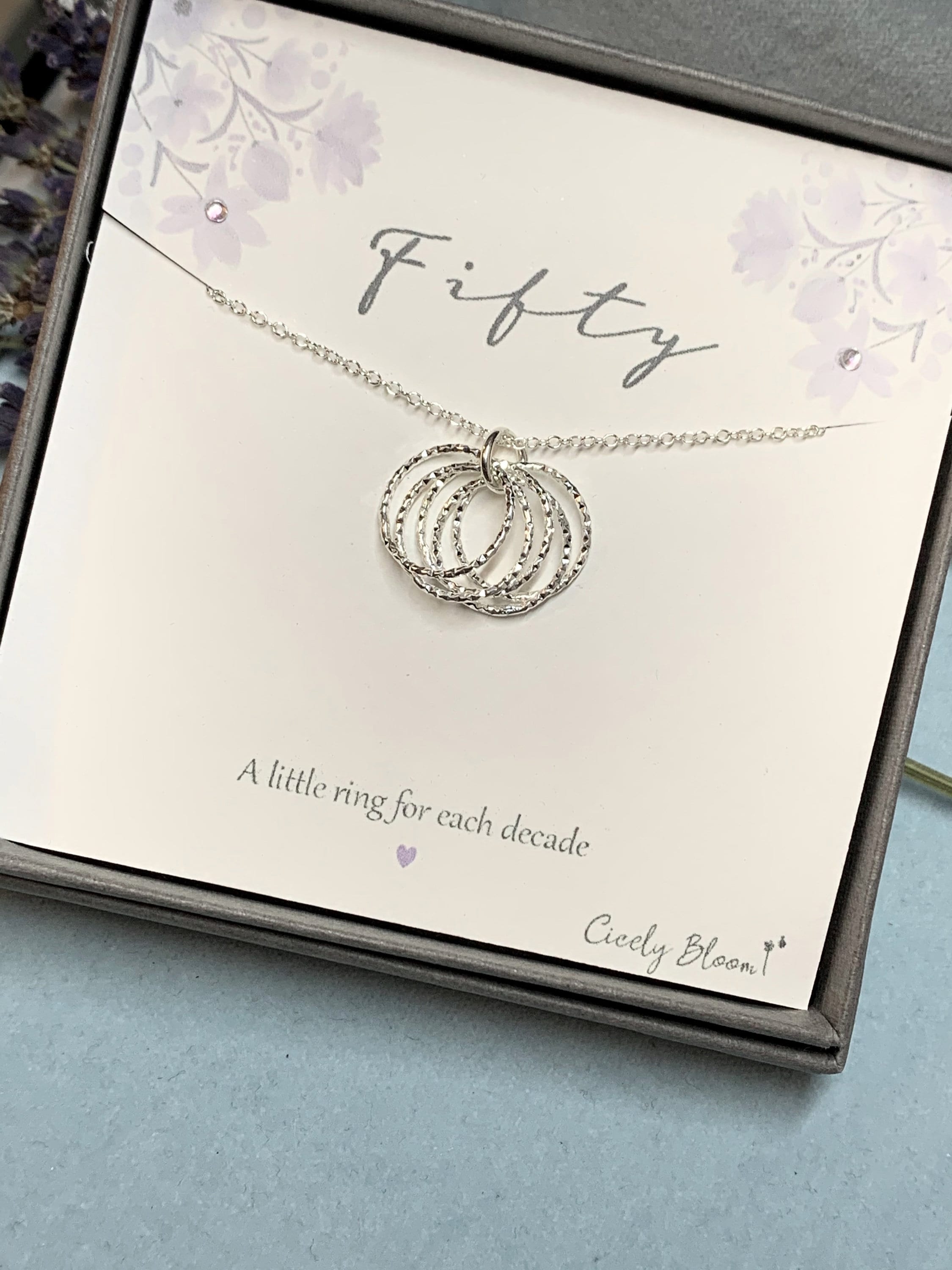 5 Rings for 5 Decades 50th Birthday Necklace Five Decades - Etsy