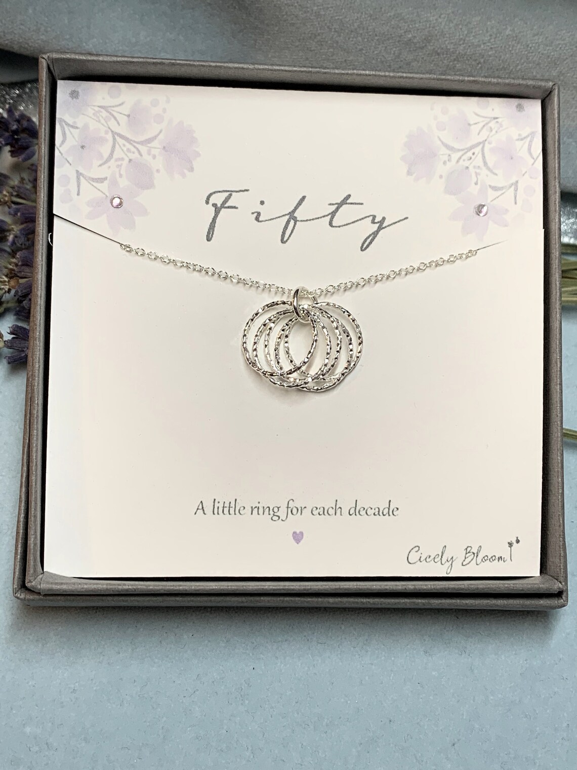 5 Rings for 5 Decades 50th Birthday Necklace Five Decades - Etsy