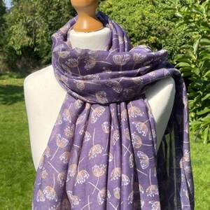 Purple Dandelion Scarf, Purple Scarf for Women, Scarf Gift Wrap, Purple ...