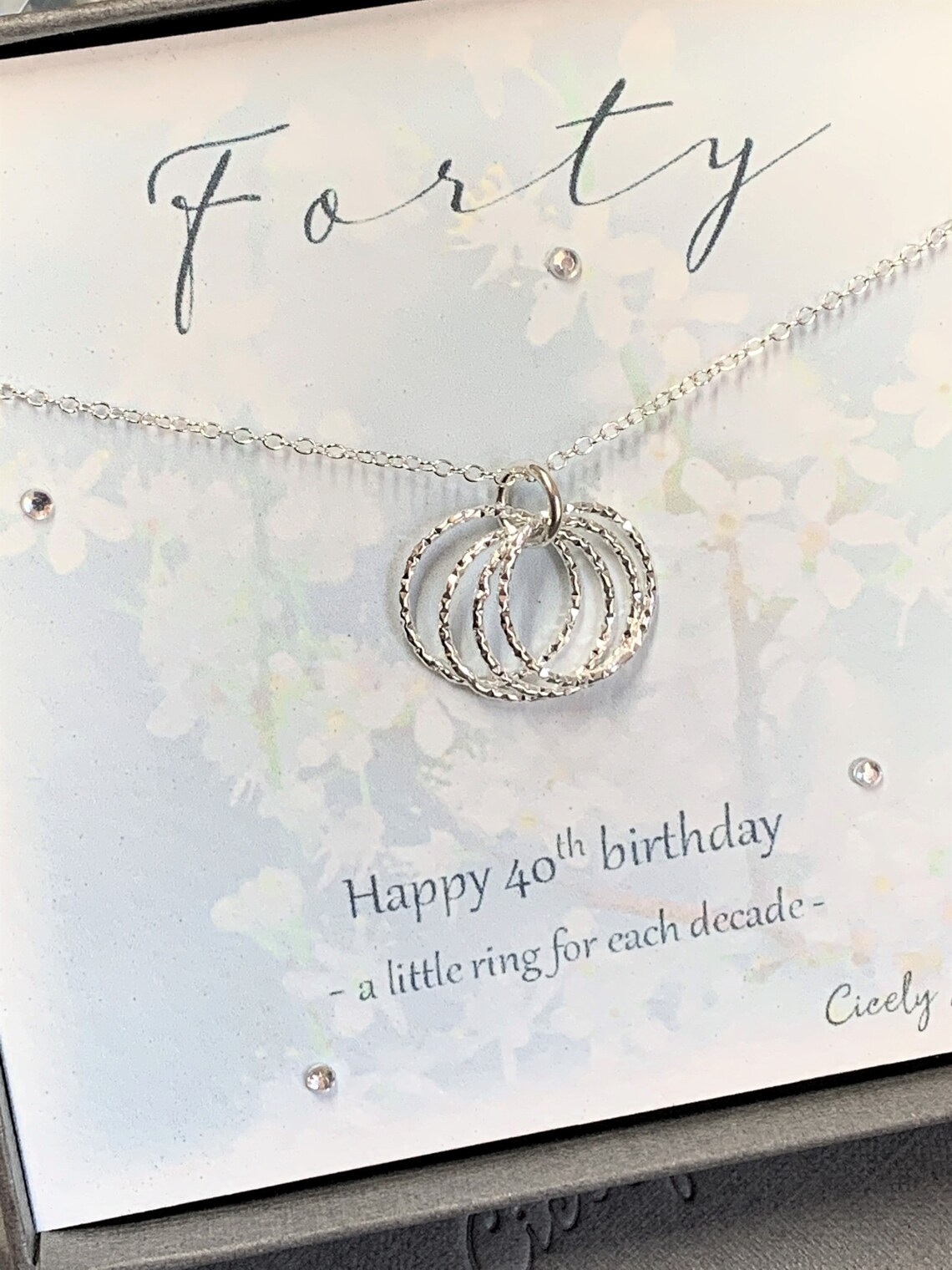 4 Rings for 4 Decades 40th Silver Necklace 40th Birthday | Etsy