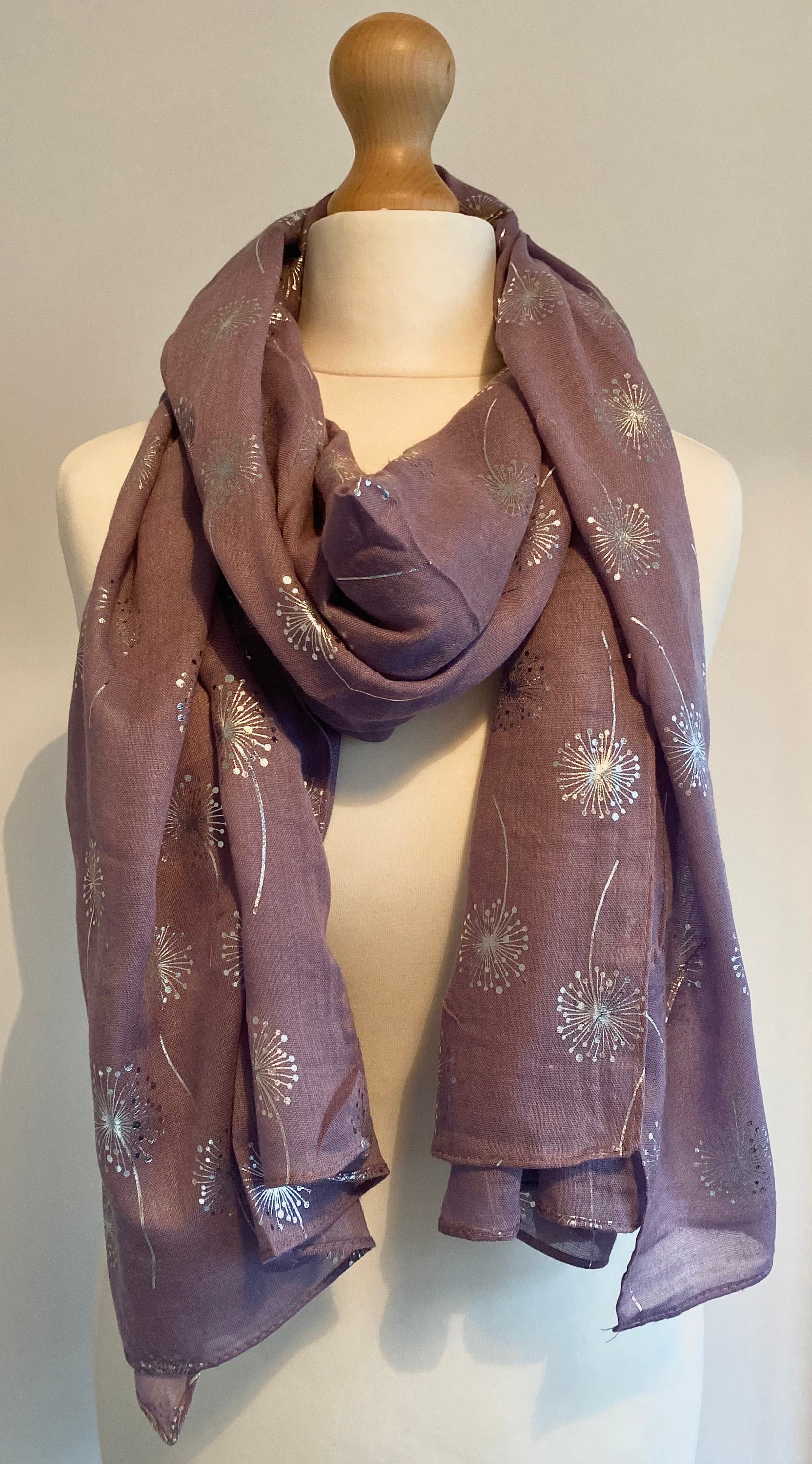 Purple Silver Metallic Dandelion Scarf Purple Scarf for - Etsy