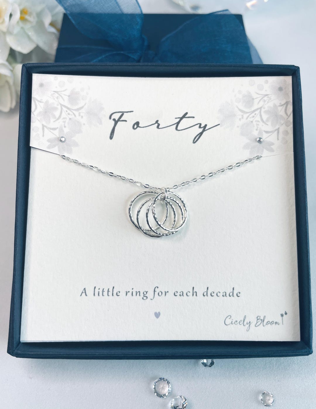 Sterling Silver 40th Birthday Necklace, 40th Gift for Her, Personalised ...