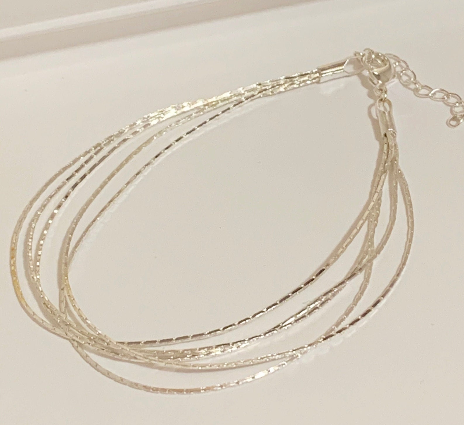 Dainty Silver Plated Multi Strand Bracelet, Adjustable Length - Etsy UK