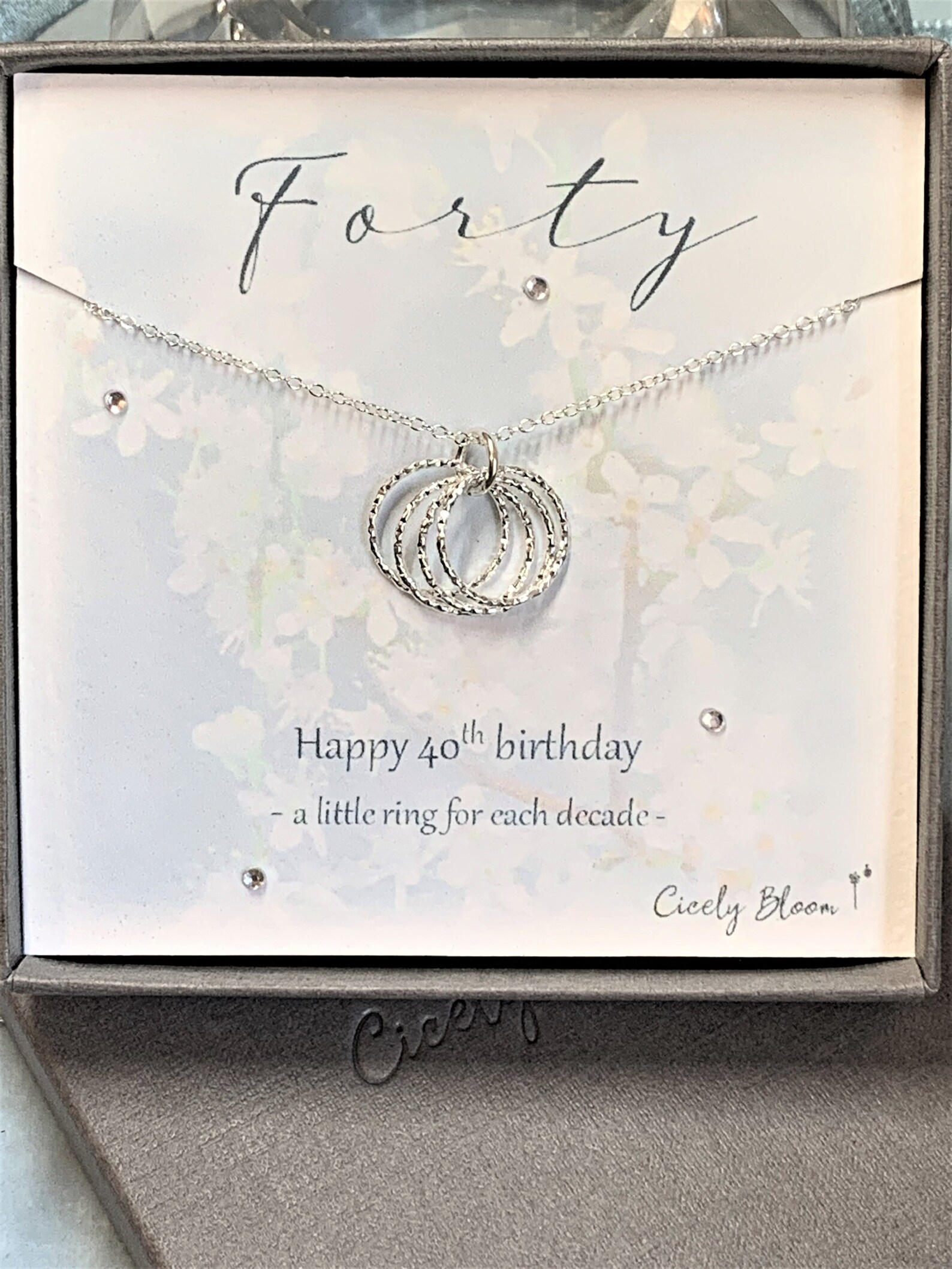 4 Rings for 4 Decades 40th Silver Necklace 40th Birthday | Etsy