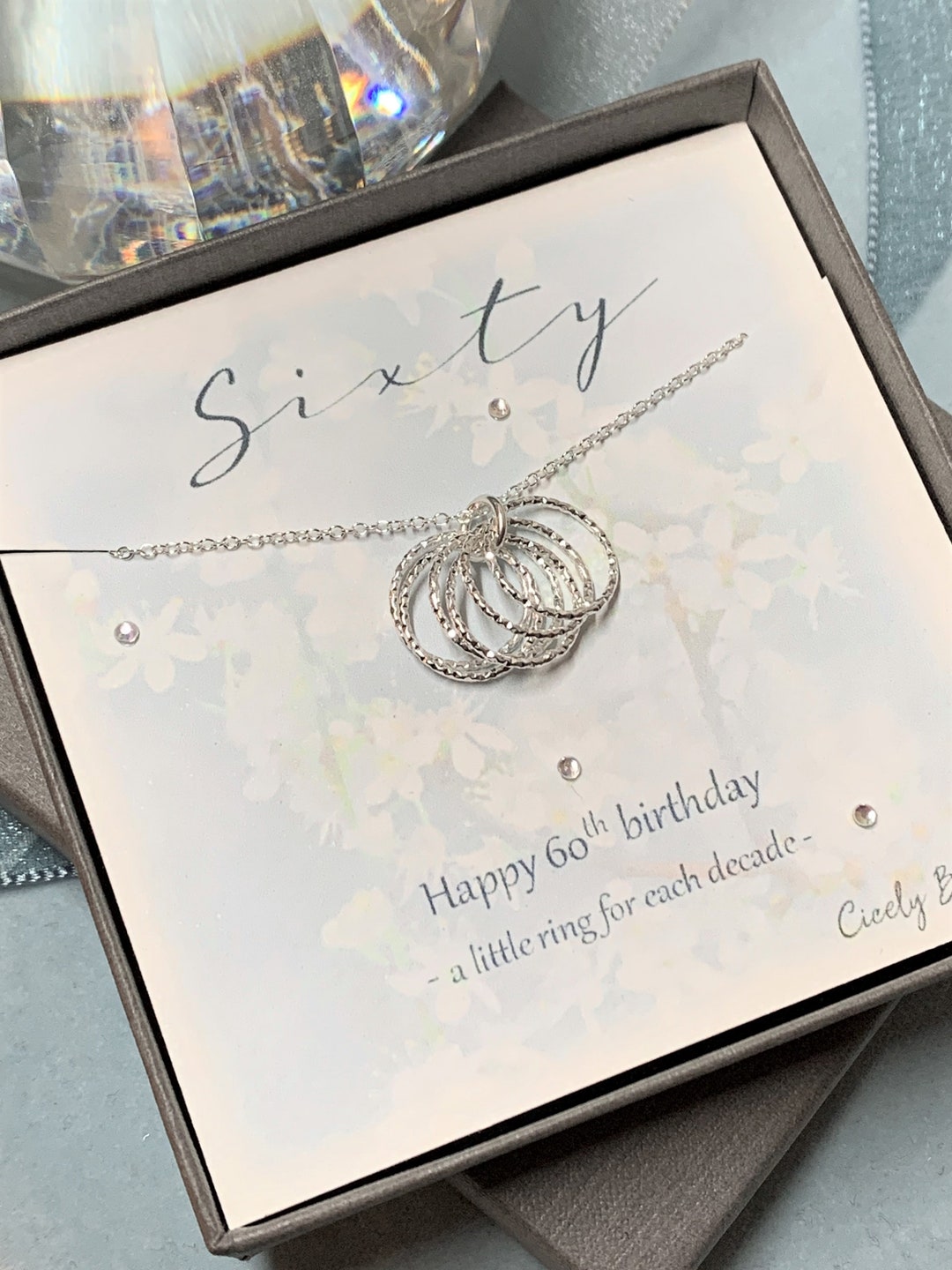 6 Rings for 6 Decades, 60th Necklace, Personalised 60th Birthday Gift ...