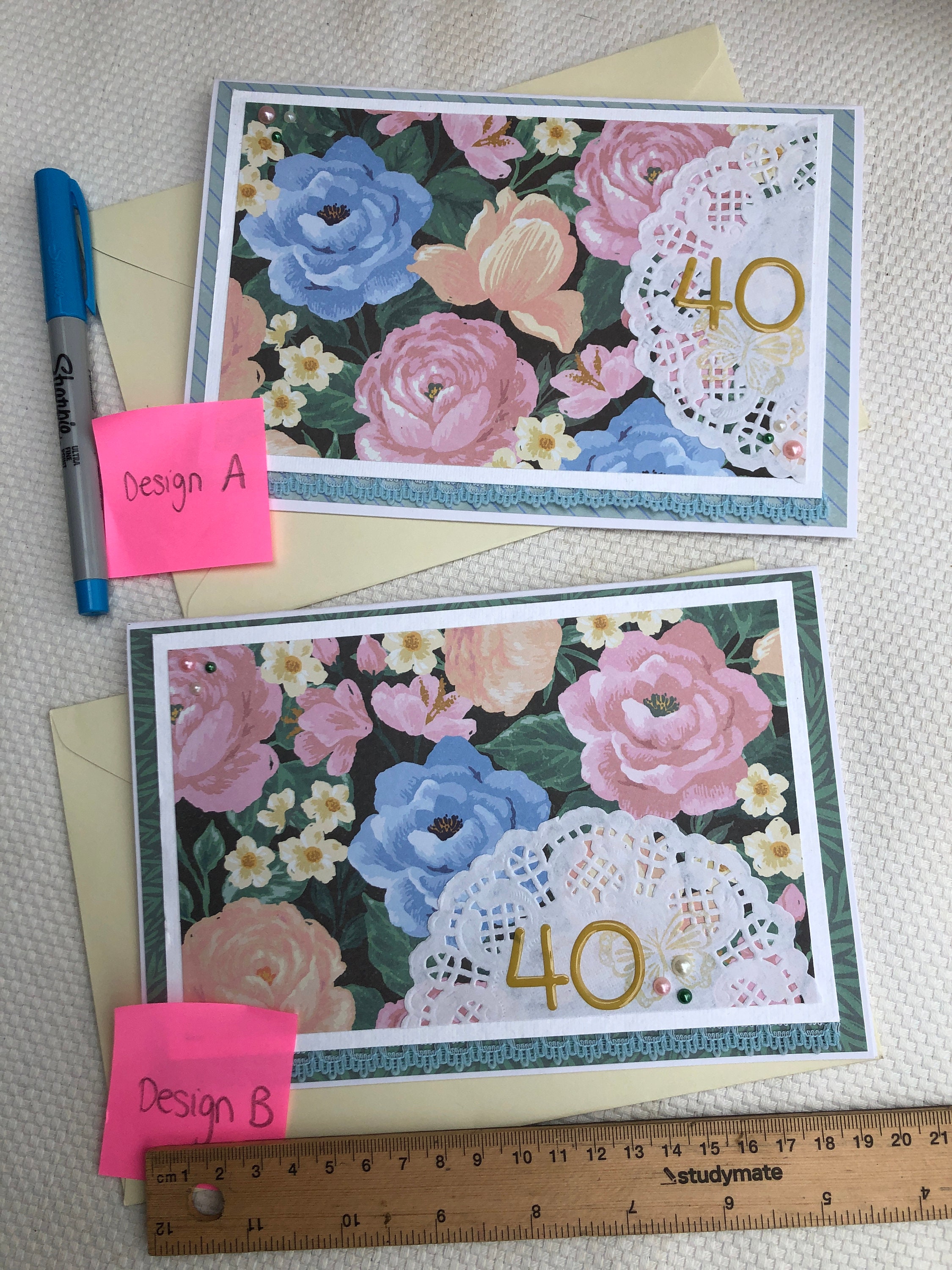 40th Birthday Card Fortieth Birthday Card for Women Handmade - Etsy