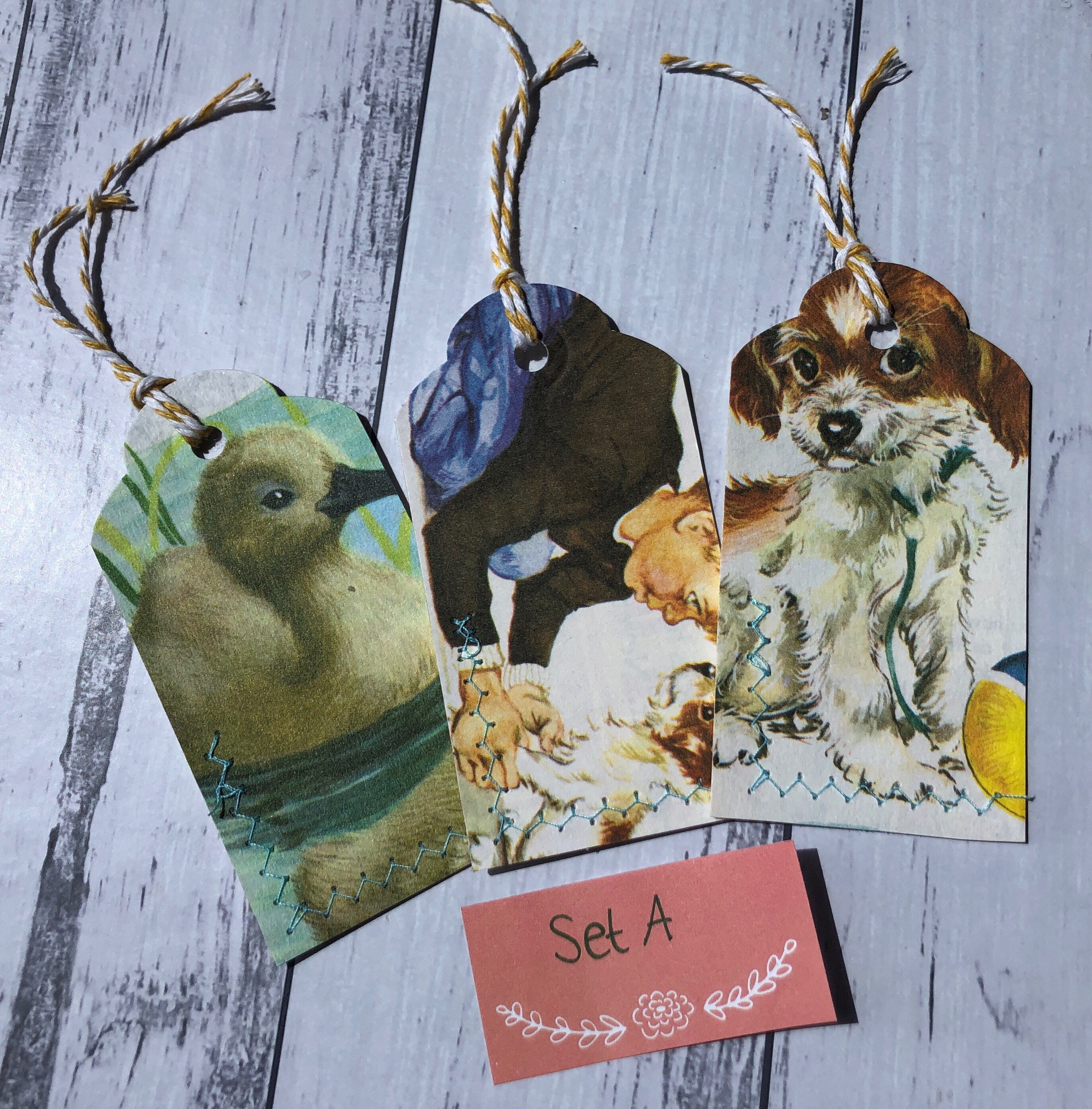 Tag Set of Vintage Childrens Storybook Illustrations, Three Pack of ...