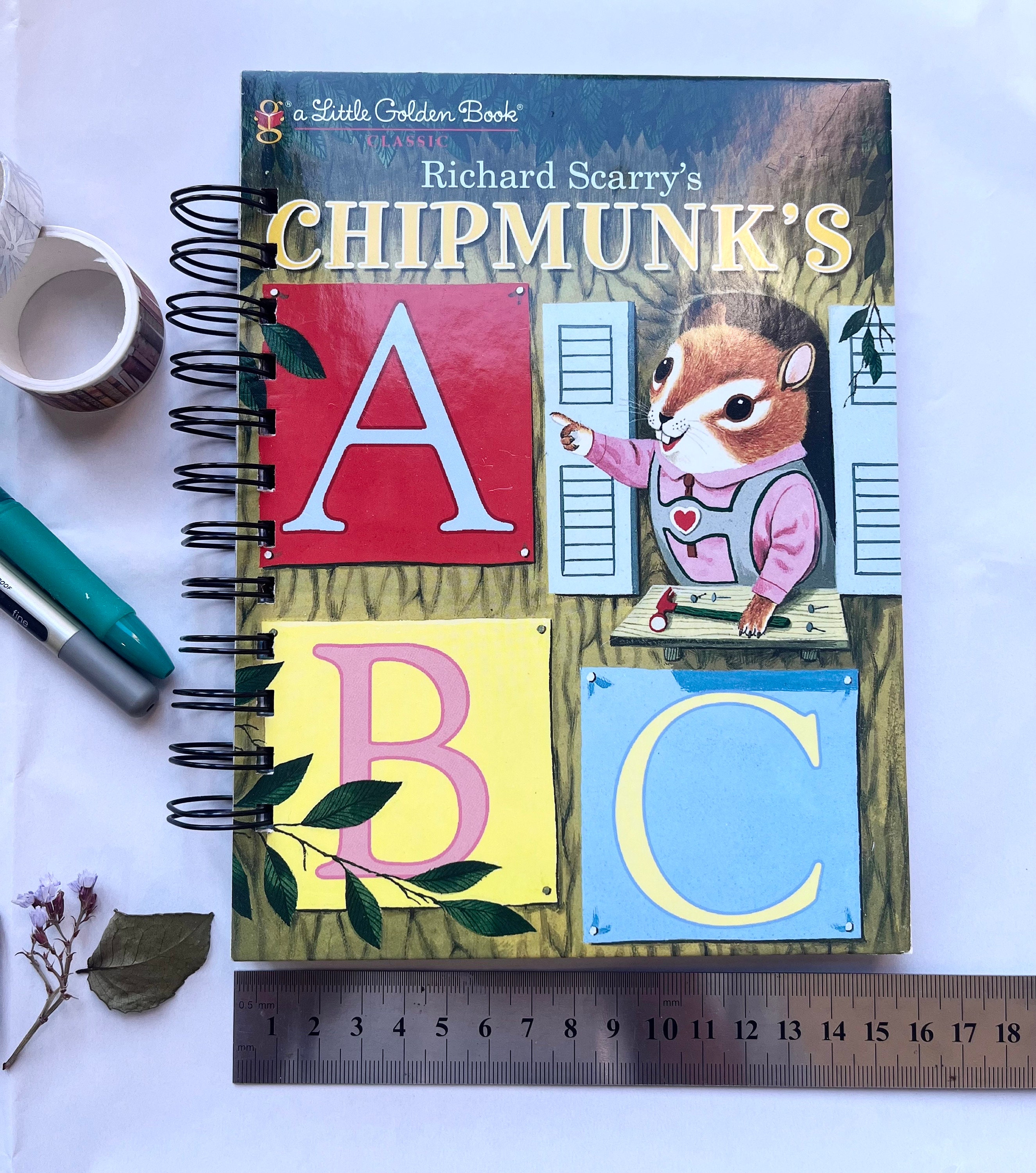 Chipmunks ABC Repurposed Book Journal Made From Preloved Little Golden Book for Sketching ...