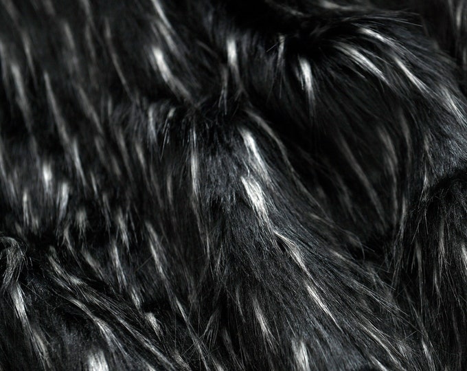 Black and Silver Flecked Long Pile Luxury Faux Fur - Etsy