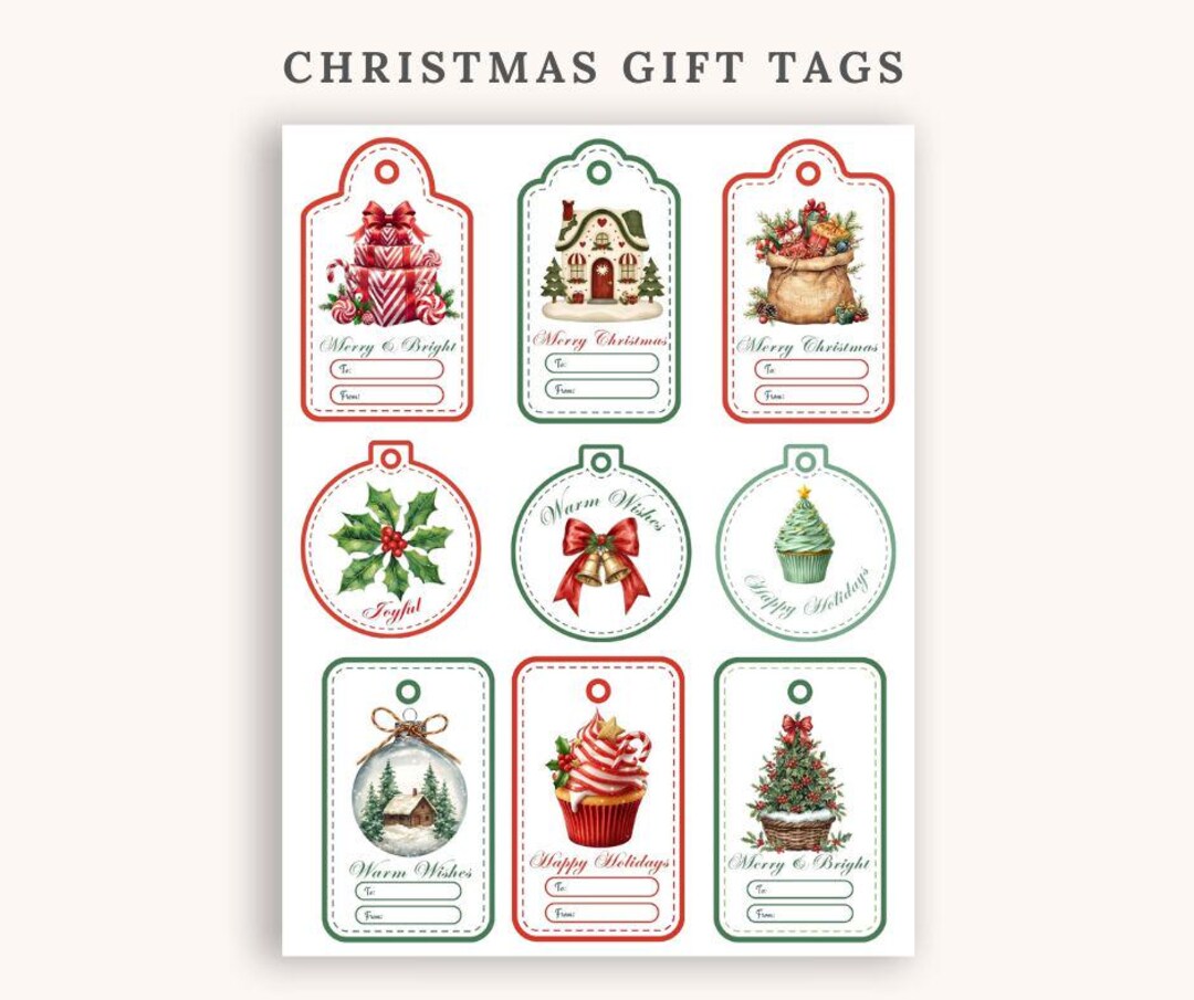 Printable Christmas Tags | Instant Download | Digital Christmas Labels ...