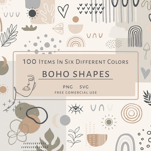Boho Abstract Clipart Bundle Modern Boho Instant Download - Etsy