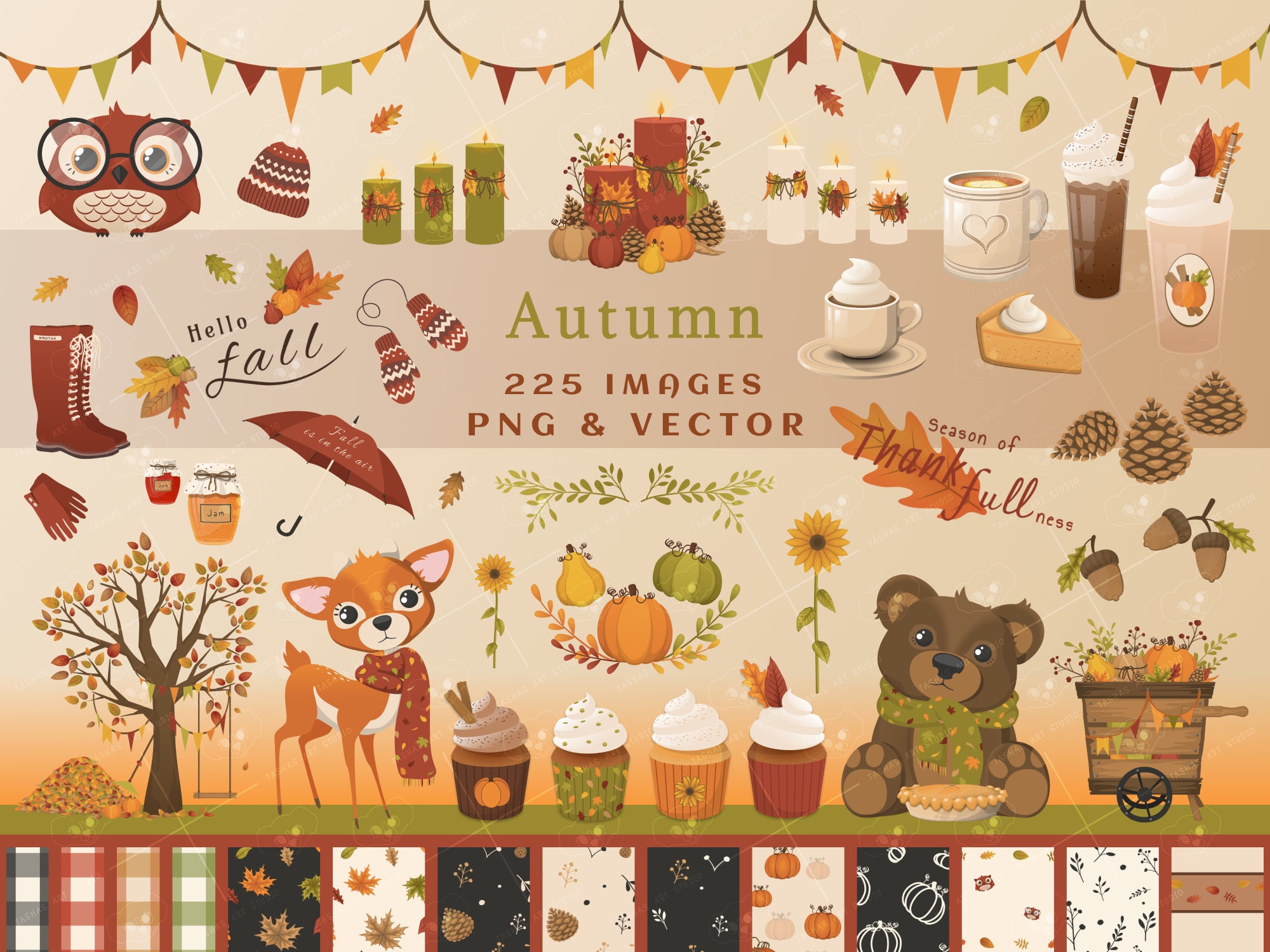 for commercial and personal use Whimsical Purple Fall Clipart INSTANT ...