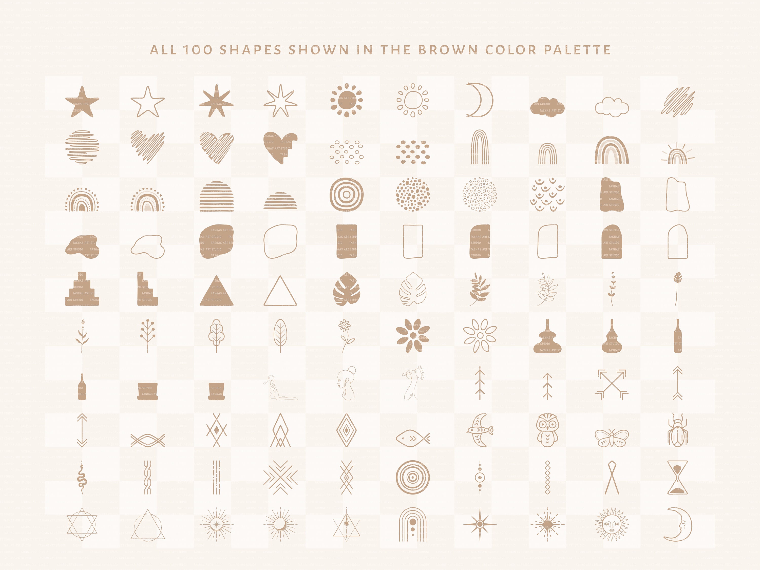 Boho Shapes Clipart Bundle Abstract Bohemian Modern Collage - Etsy